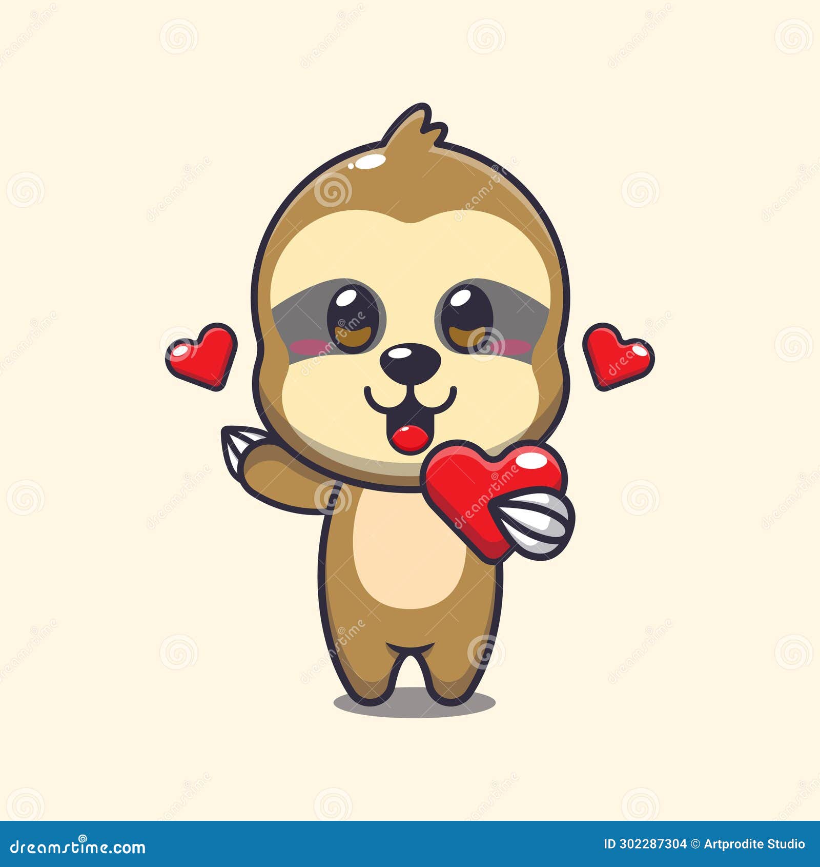 Cute Sloth Cartoon Character Holding Love Heart at Valentine S Day ...