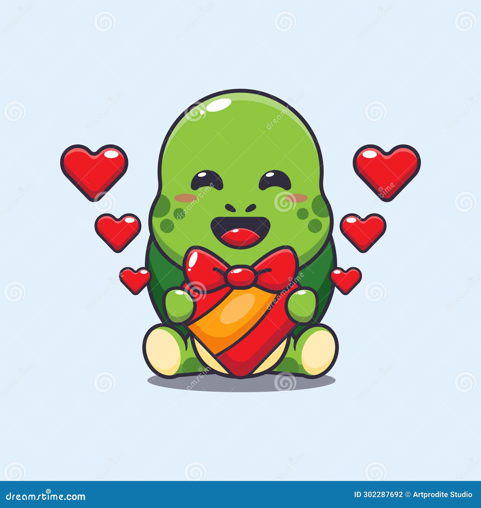 Cute Turtle Happy with Love Gift in Valentine S Day. Stock Vector ...