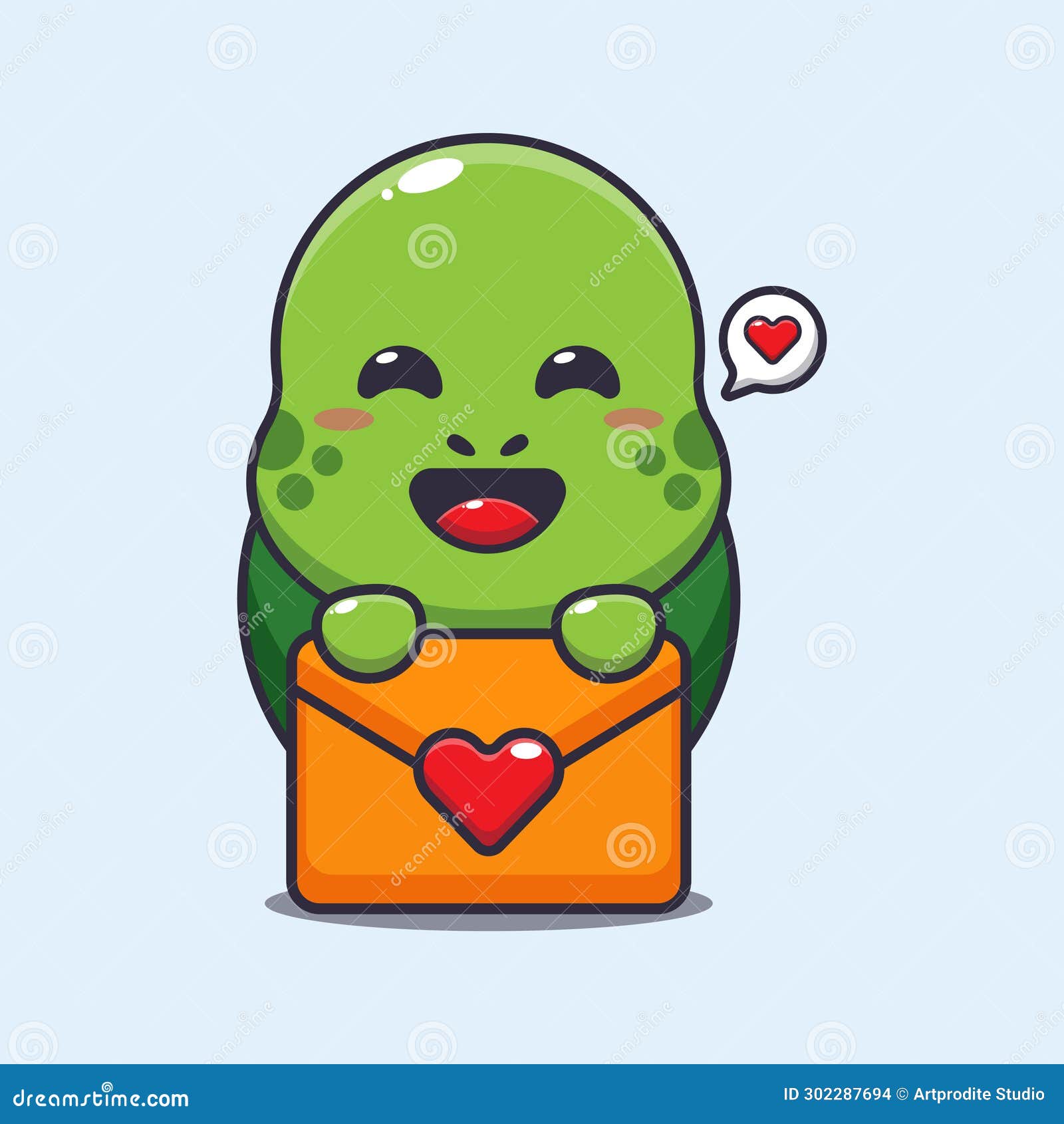Cute Turtle Cartoon Character with Love Message. Stock Vector ...