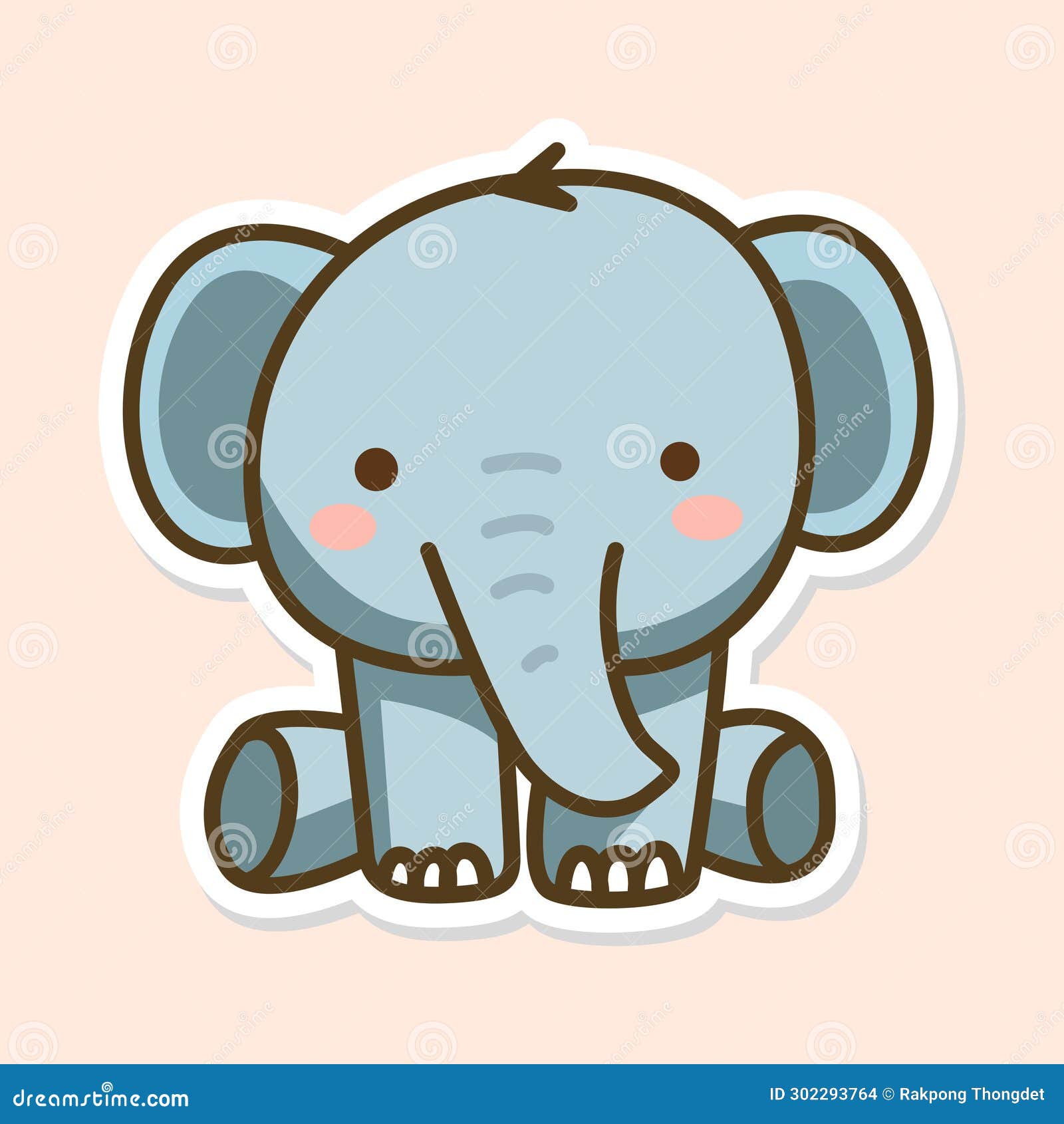 Cute Elephant Sitting Waving Hand Cartoon Vector Icon Illustration ...