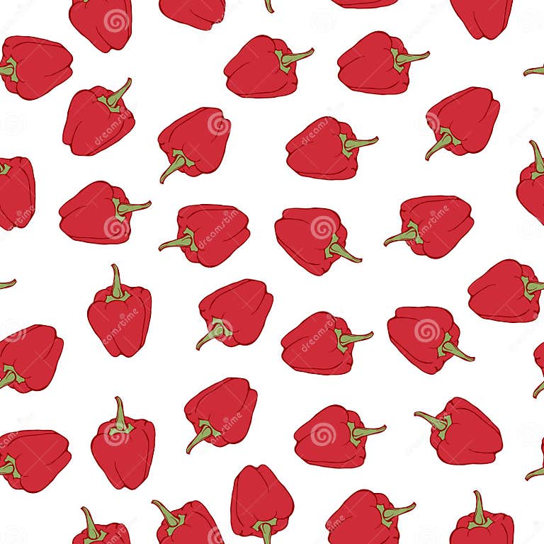 Seamless Texture of Bell Red Pepper with White Background Stock Vector ...