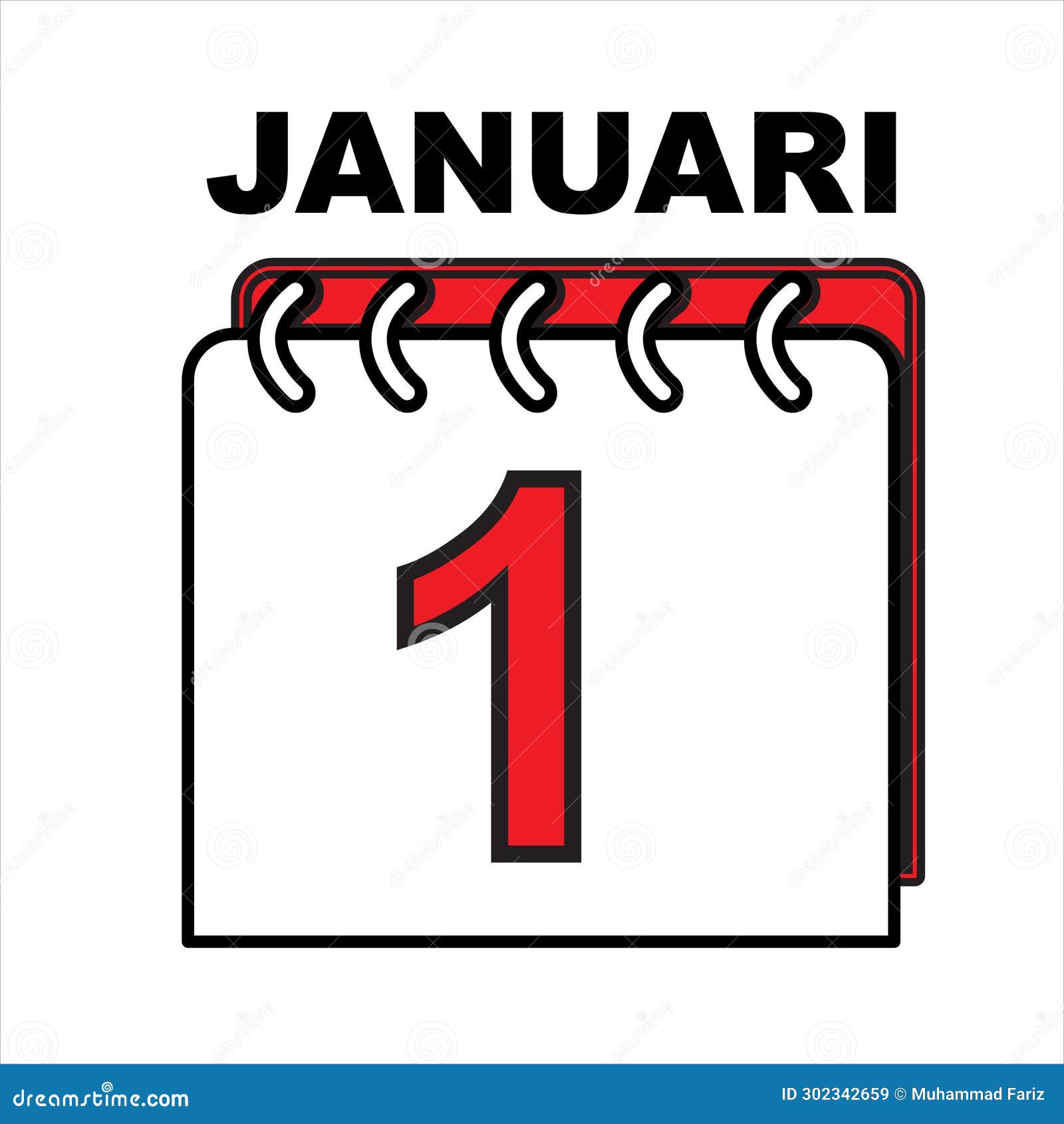 Flat Calendar Icon for January 1st. Isolated White Background Stock ...