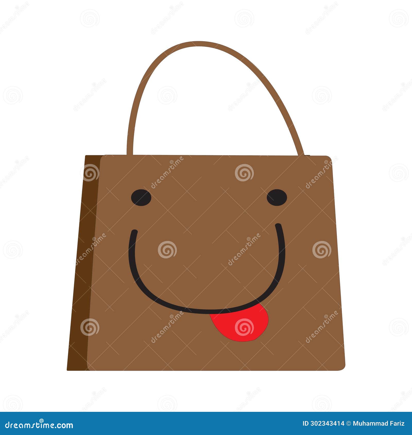 Shopping Bag Icon Vector. Smile Emoticon Paper Bag Stock Vector ...