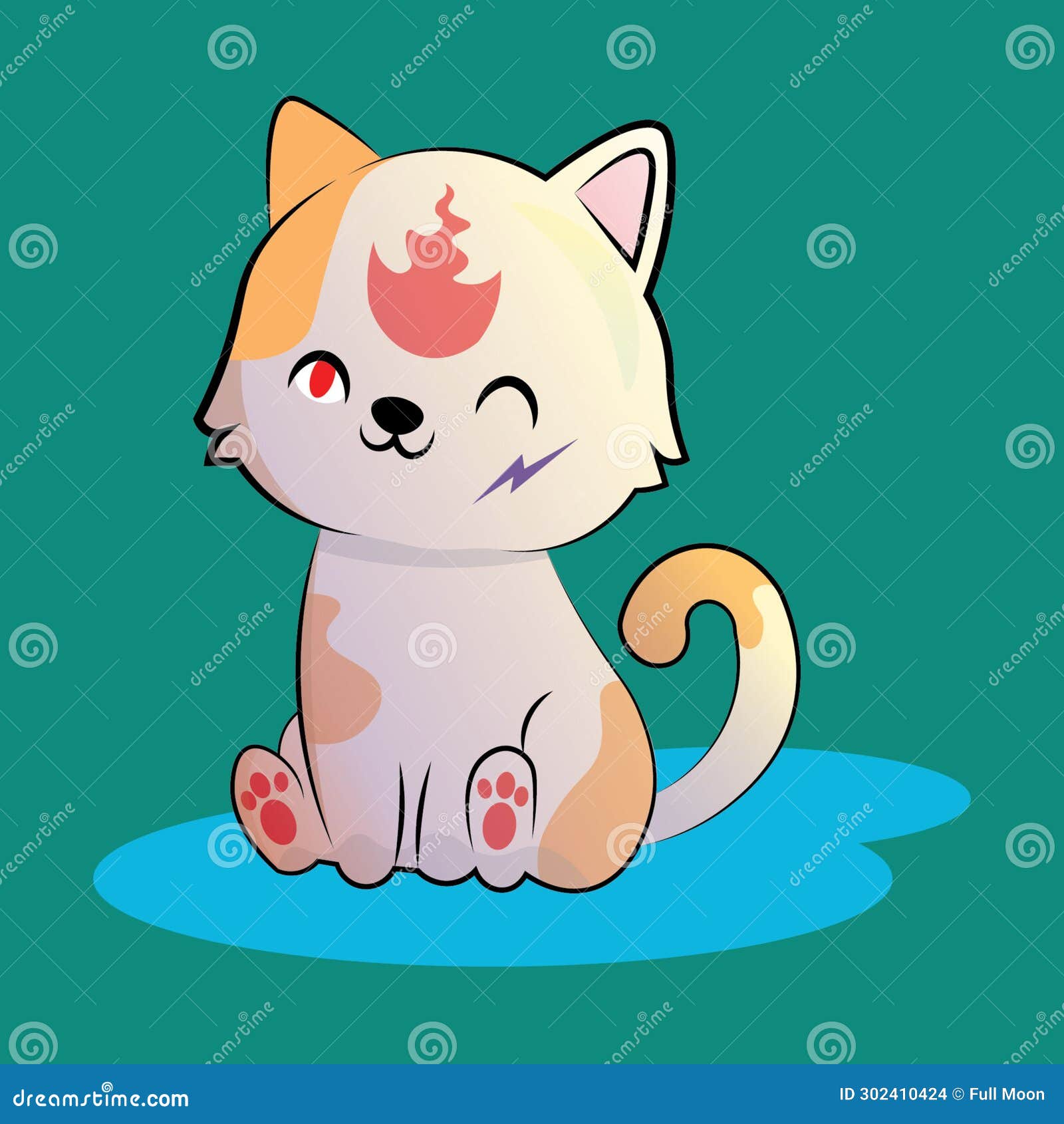 Illustration of a Cat Character with Super Powers, Cute,chibi Stock ...