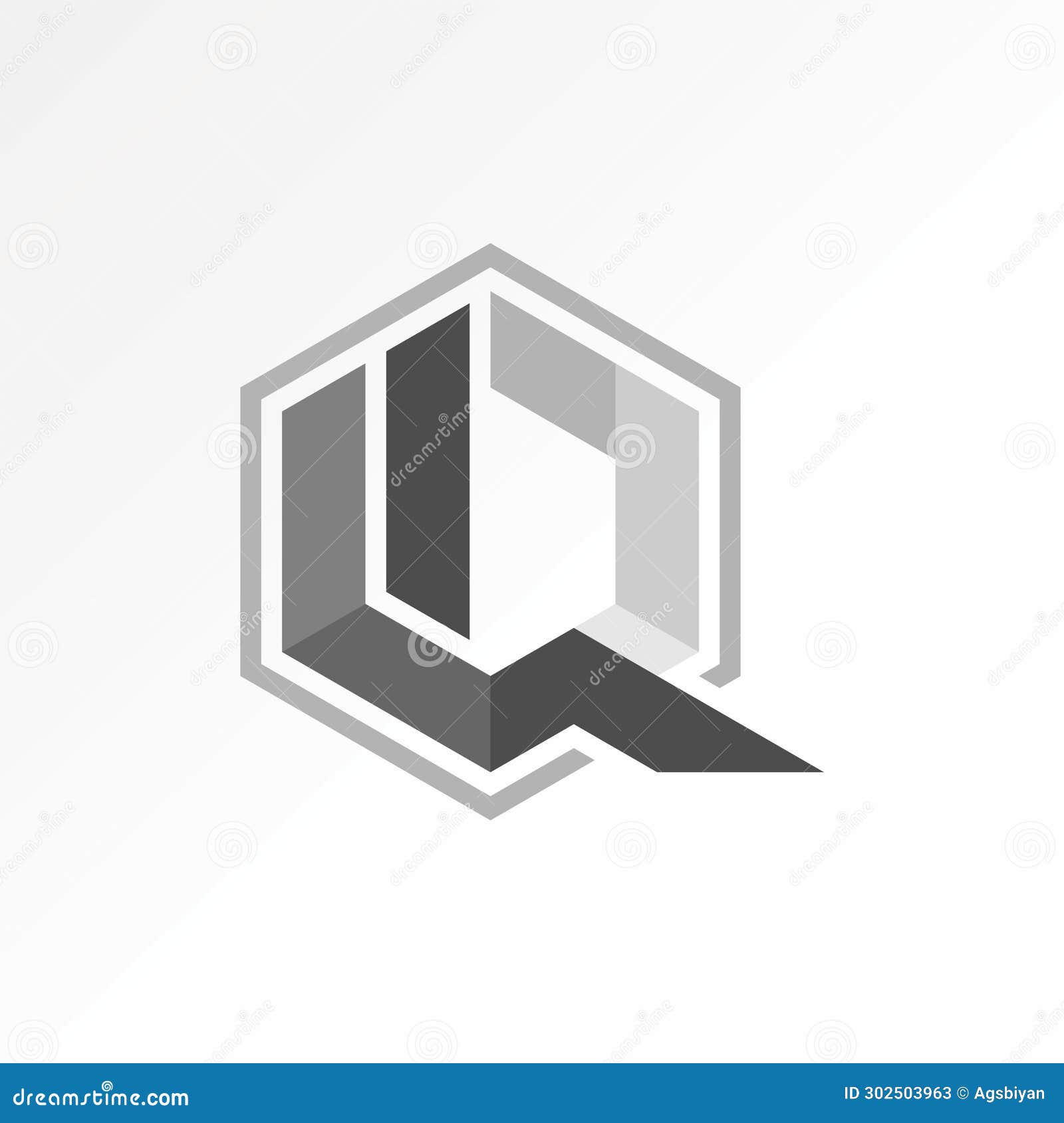 Unique Initial Letter IQ Font on Hexagon Line. Related To Monogram Tech ...