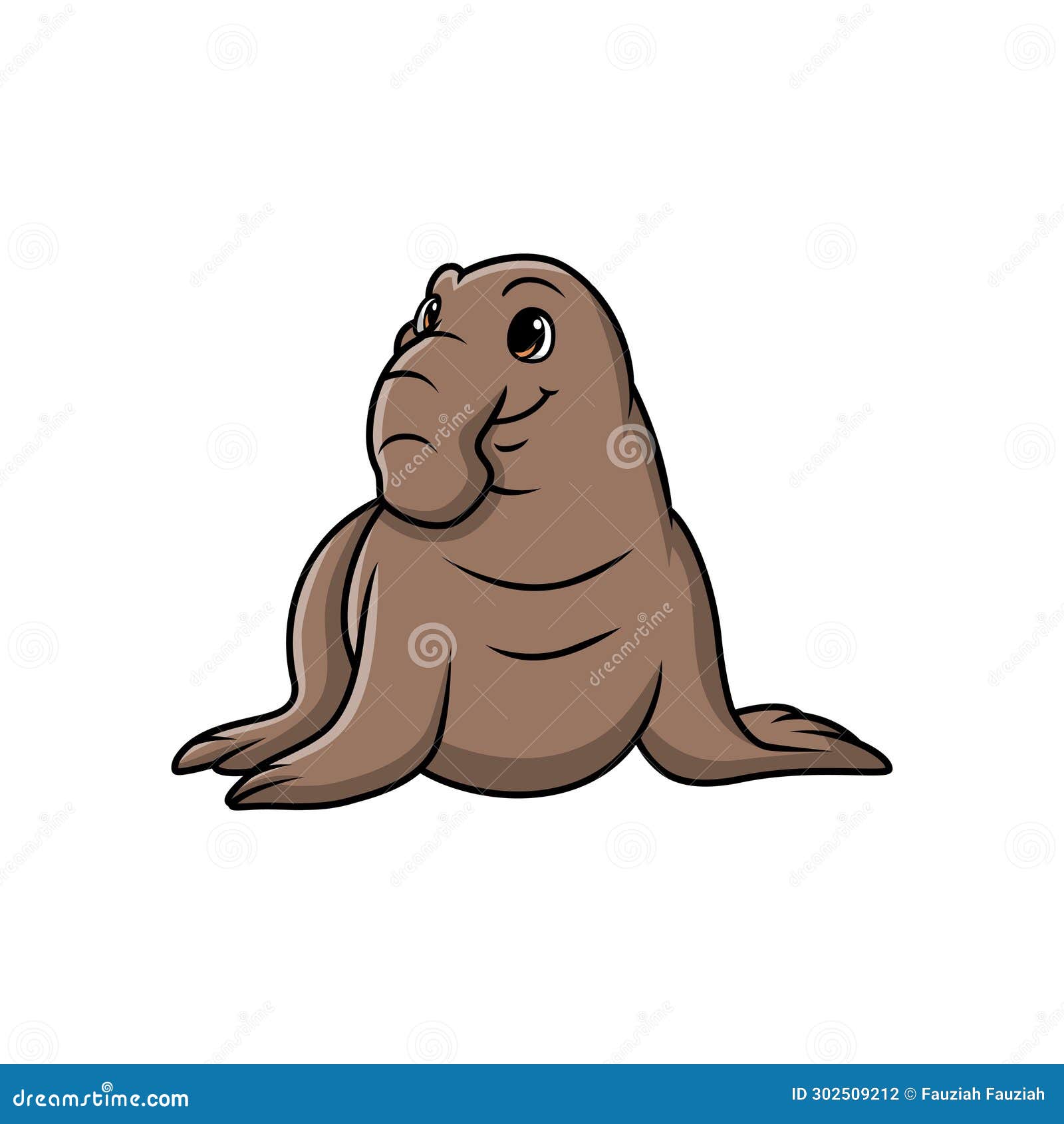 Cute Bull Elephant Seal Cartoon on White Background Stock Vector ...