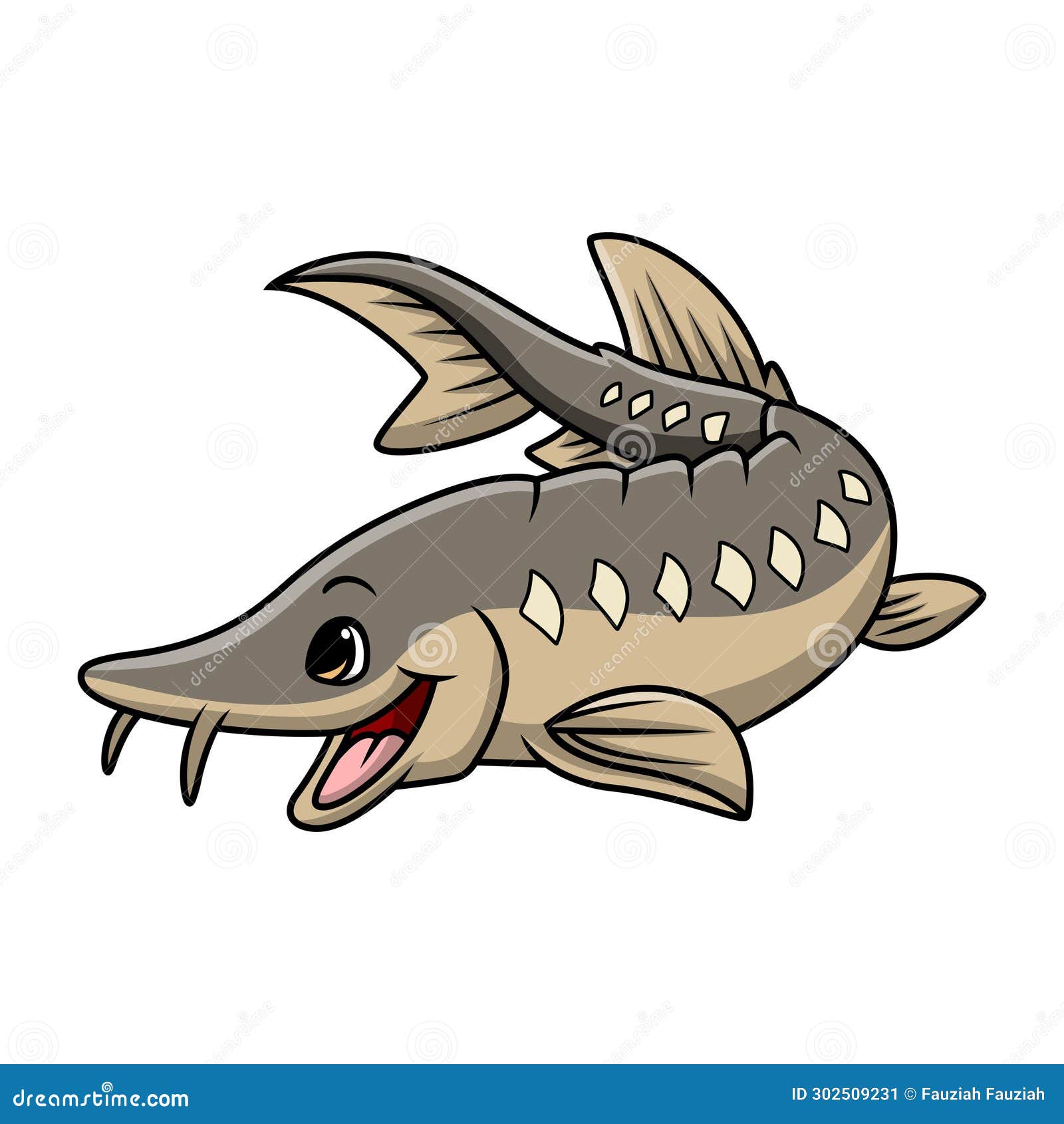 Cartoon Sturgeon Fish Vector Illustration | CartoonDealer.com #83729502