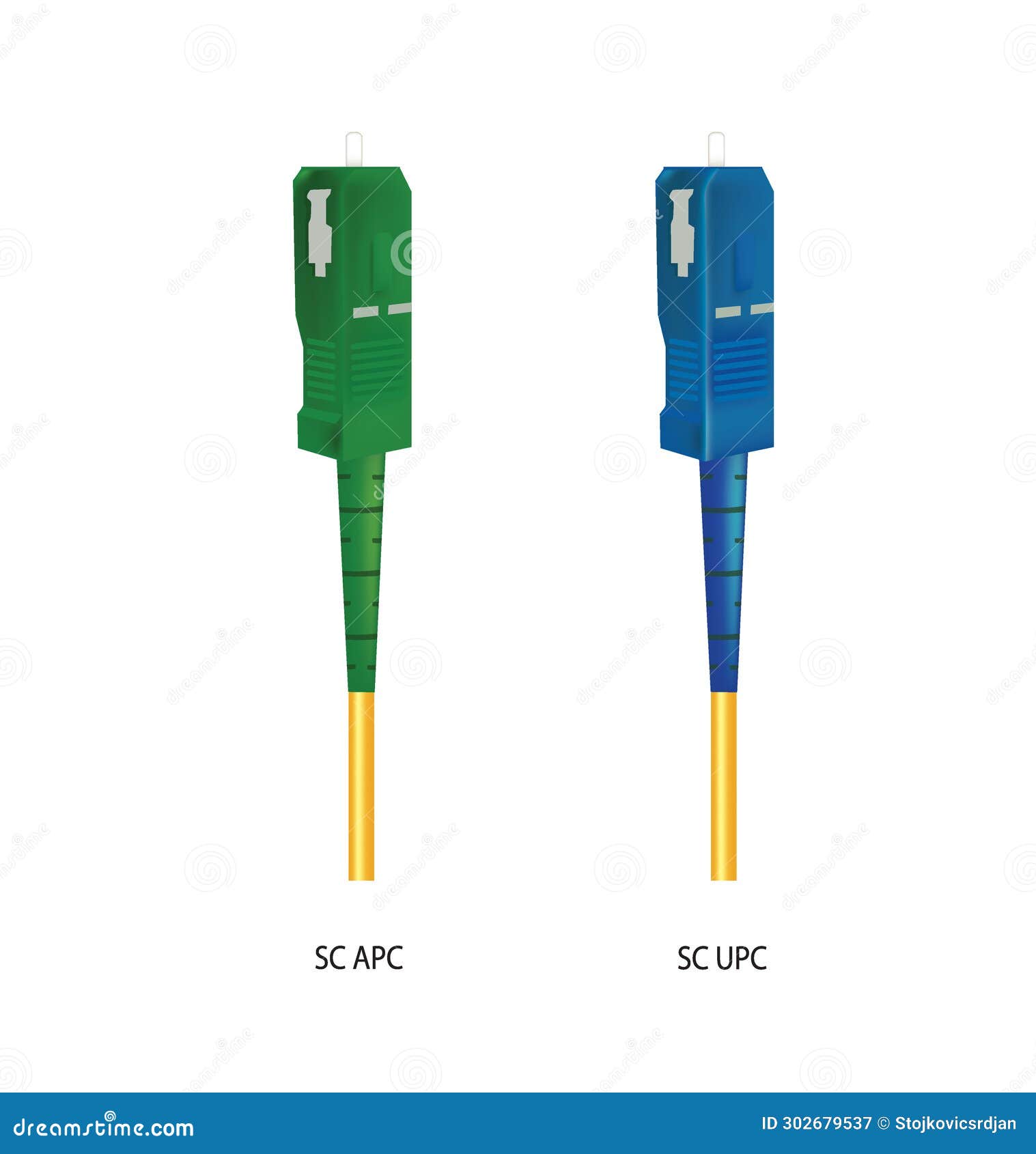Fiber Optic Cables with SC Connectors Stock Vector - Illustration of ...