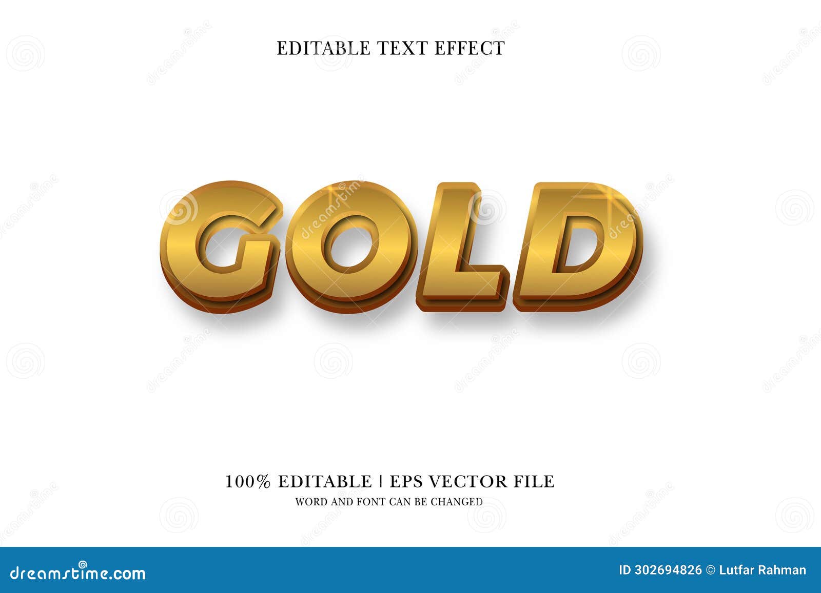 Gold Editable Text Effect with 3d Vector Design Stock Vector ...