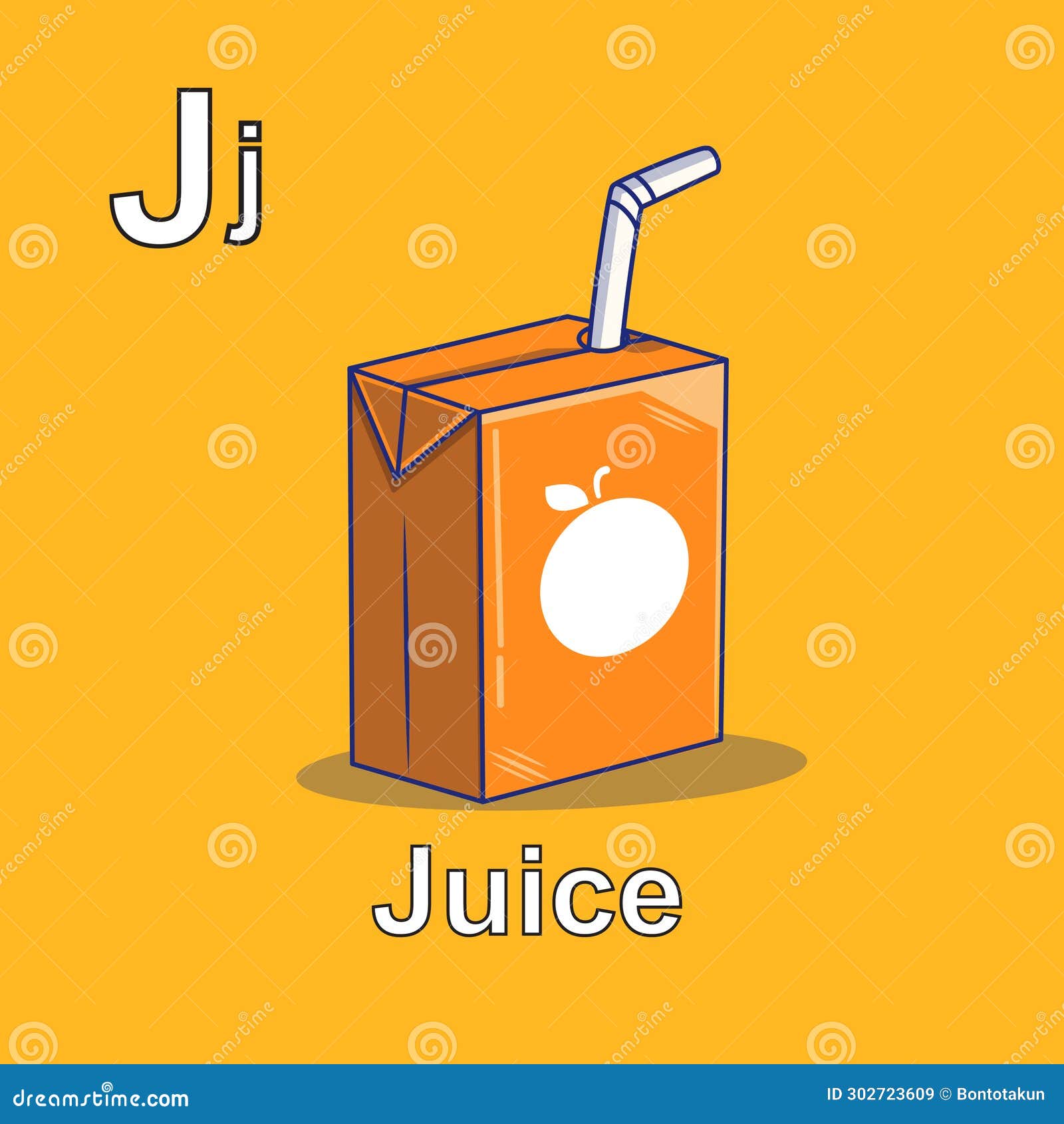 Juice flashcard alphabet stock vector. Illustration of cartoon - 302723609