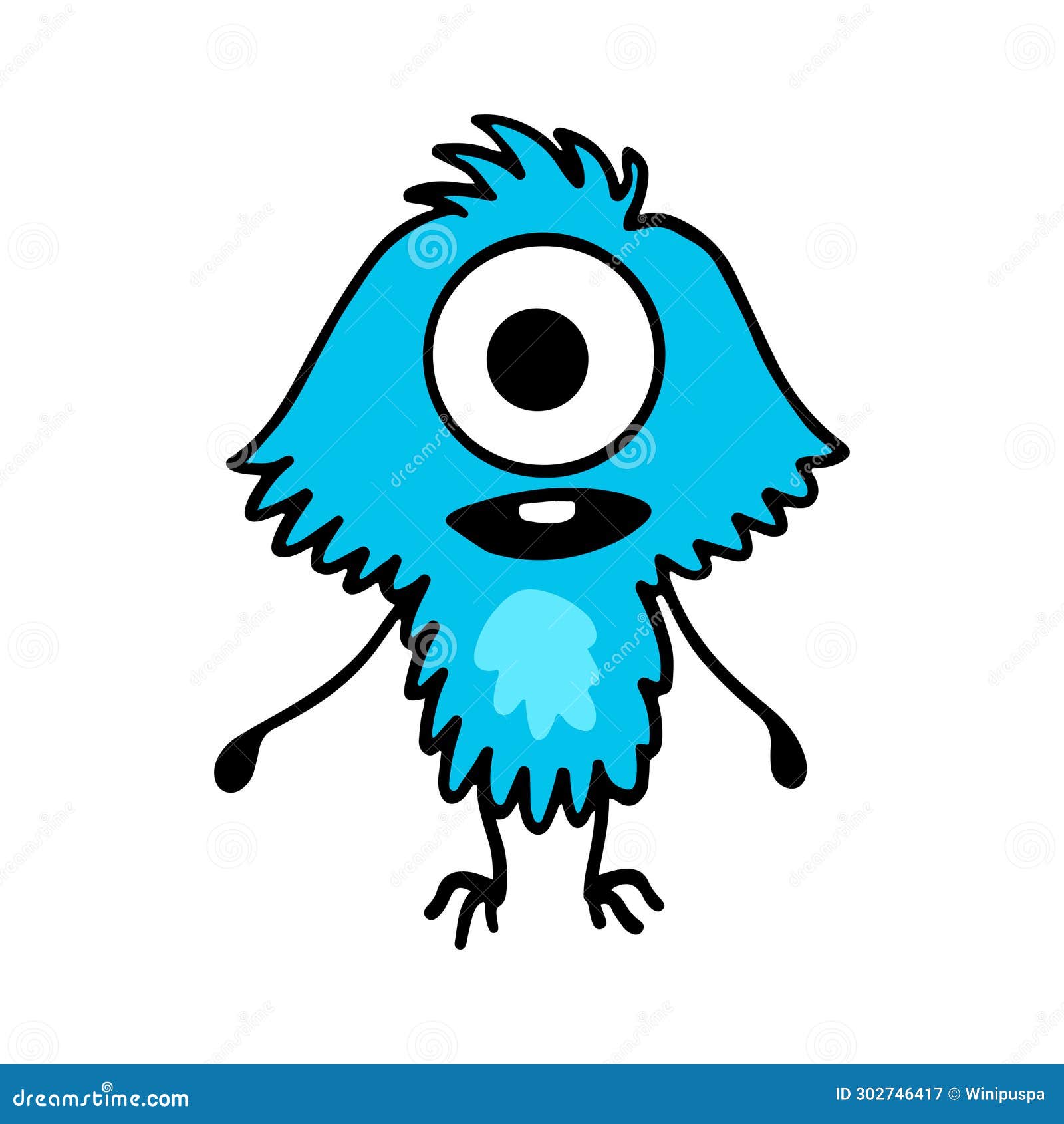 Cute and Funny Monster Cartoon Illustration Isolated in White ...