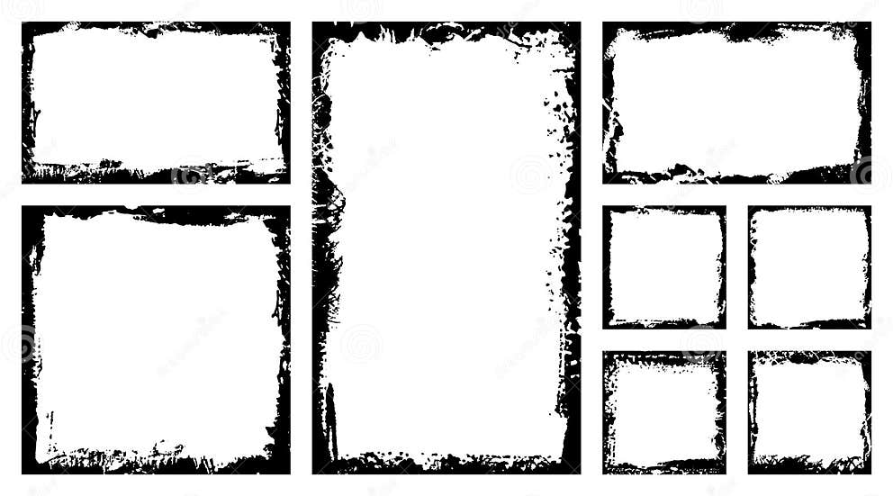 Rectangular Vector Ragged Edge Frame Set. Hand Drawn Frame Brush ...