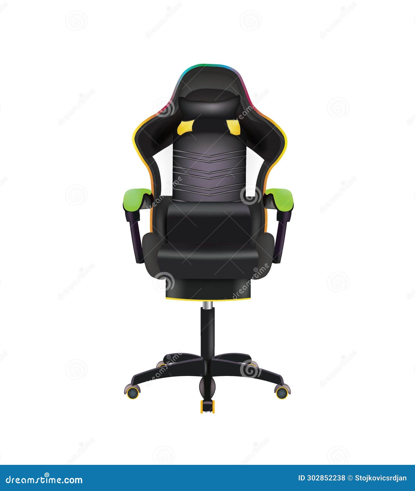 Realistic Gaming Chair, Front View Stock Vector - Illustration of ...