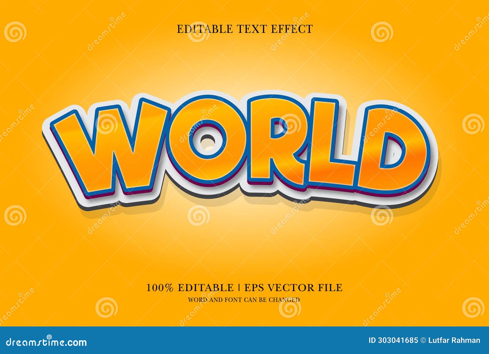 World Editable 3d Text Effect for Vector Illustration Stock Vector ...