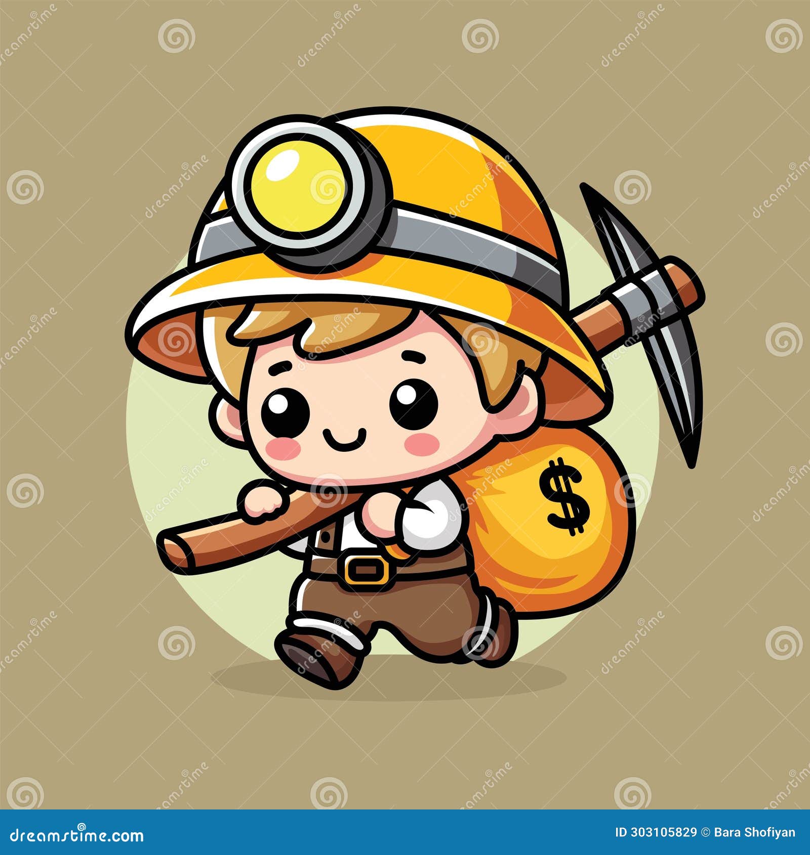 Gold Miner Cute Vector Design Illustration Stock Vector - Illustration ...
