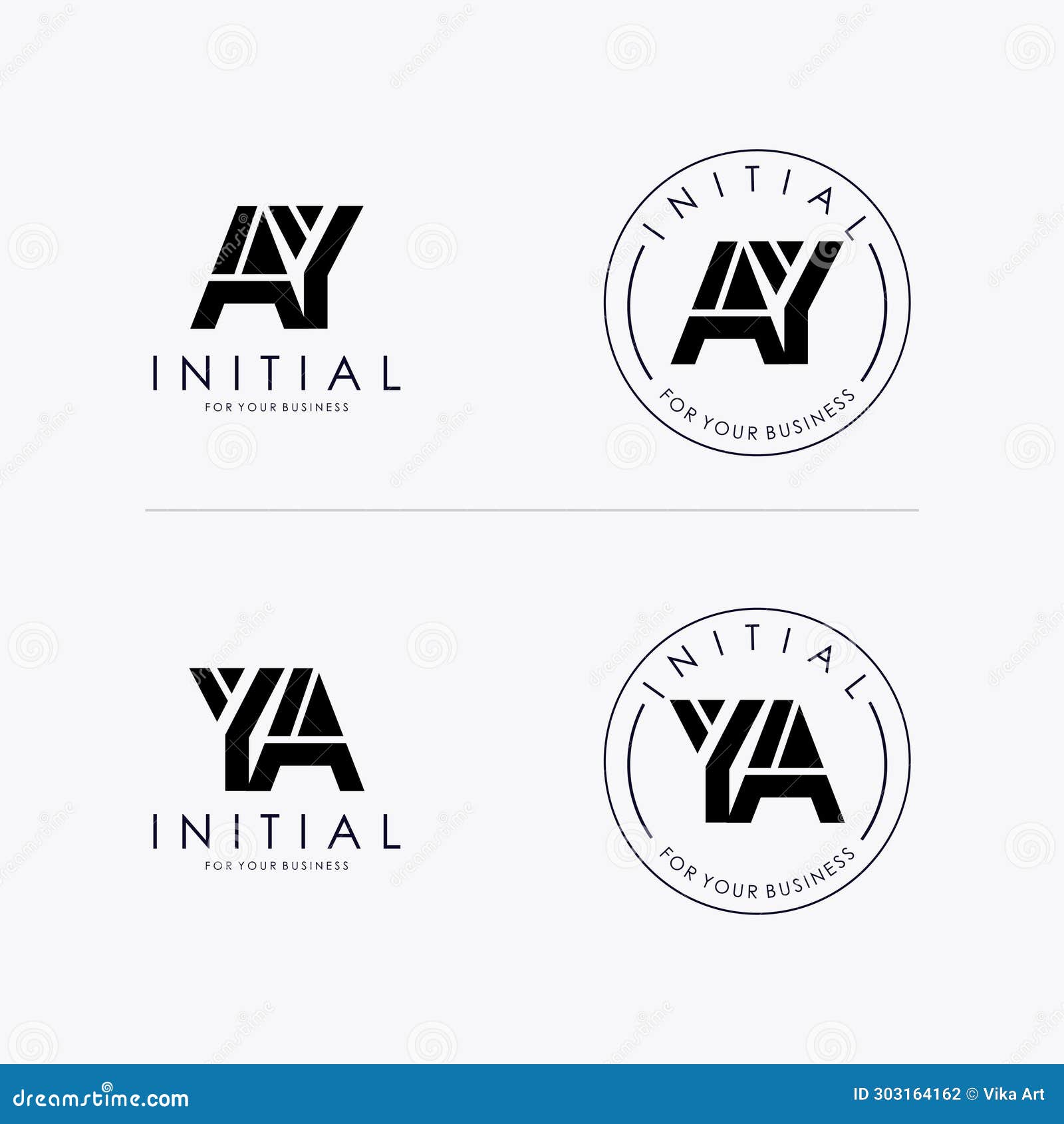 Initial Letter AY YA Logo Design Simple Isolated on White Background ...