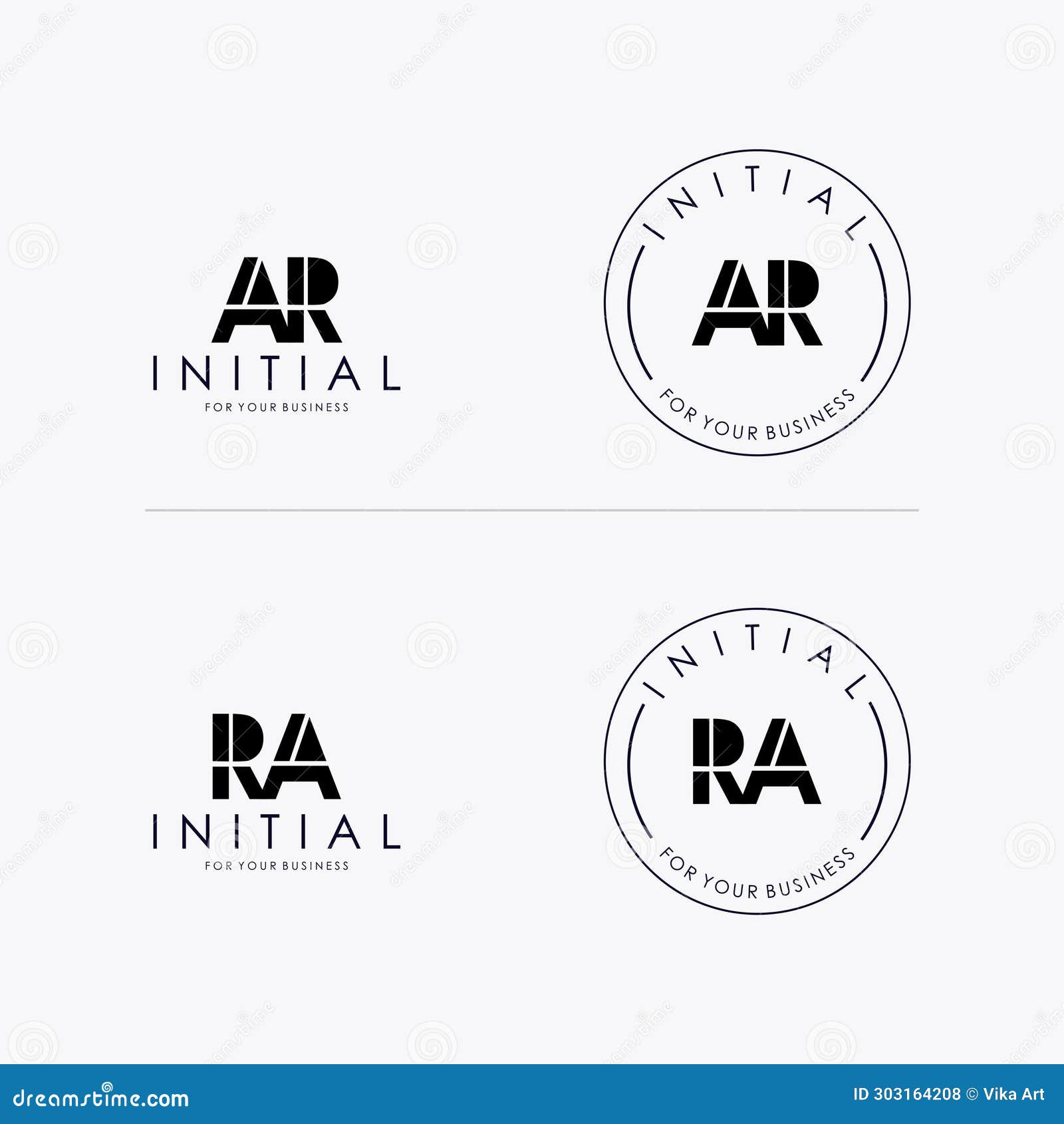 Initial Letter AR RA Logo Design Simple Isolated on White Background ...