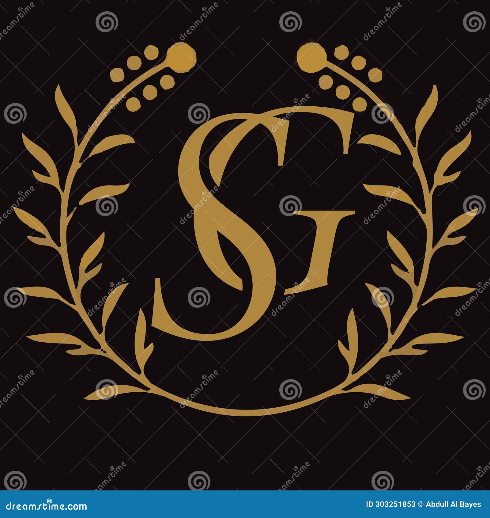 SG Letter Branding Logo Design with a Leaf Stock Vector - Illustration ...