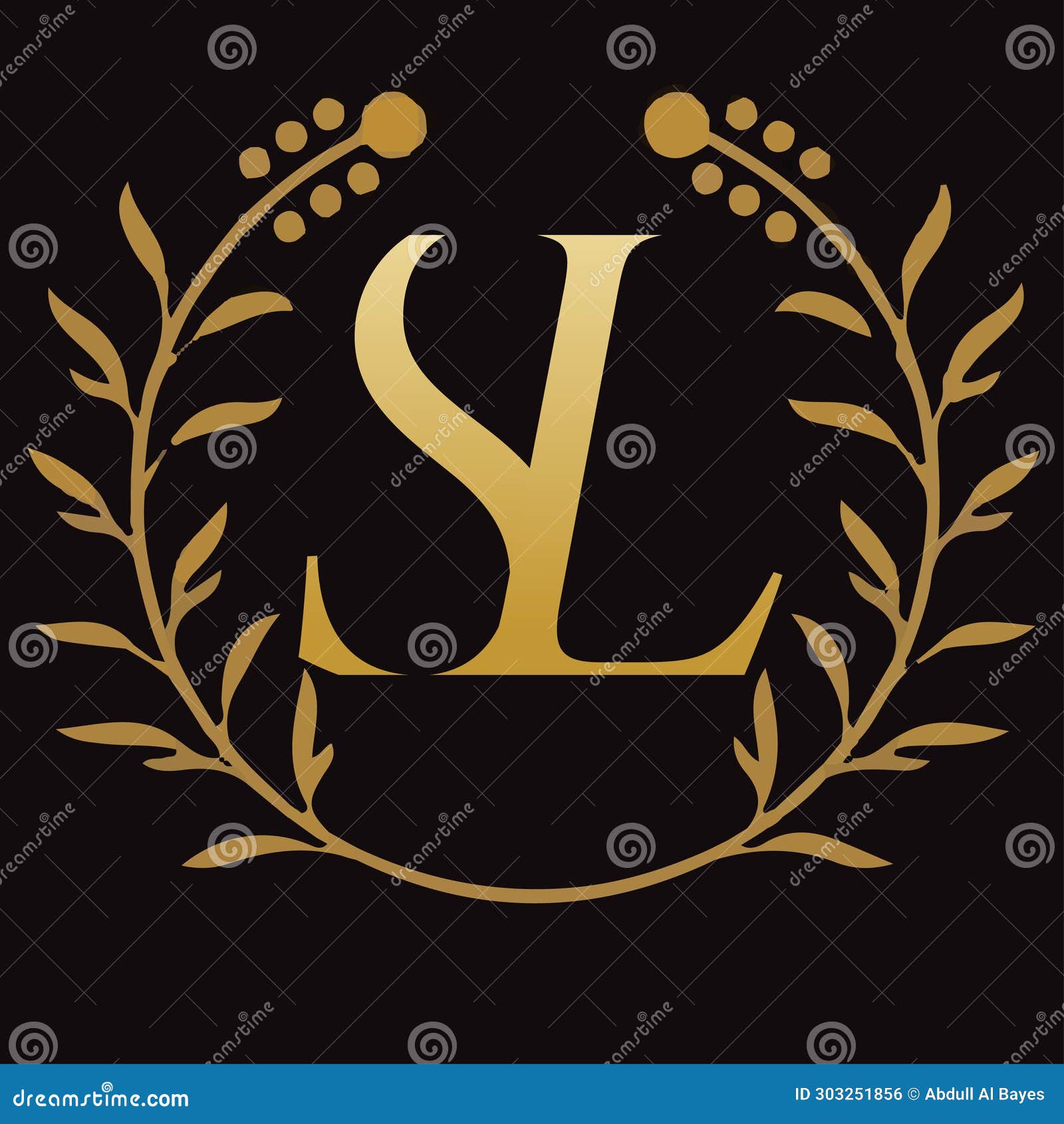 SL Letter Branding Logo Design with a Leaf Stock Vector - Illustration ...