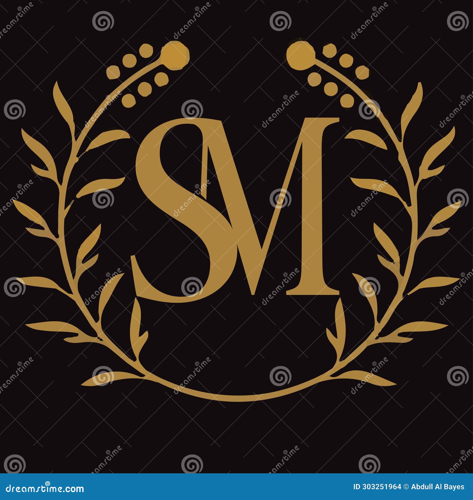 SM Letter Branding Logo Design with a Leaf.. Stock Vector ...