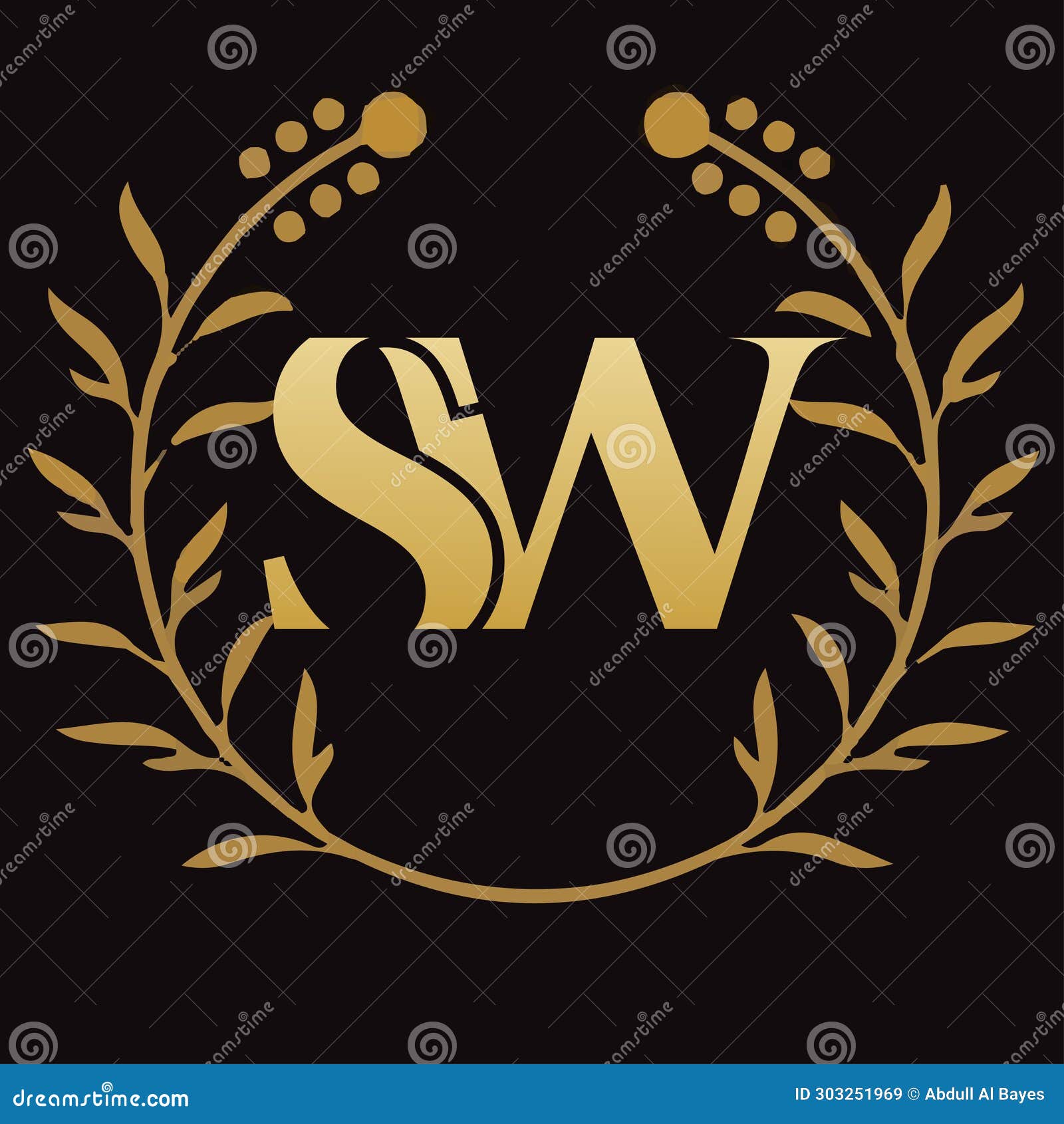 SW Letter Branding Logo Design with a Leaf Stock Vector - Illustration ...