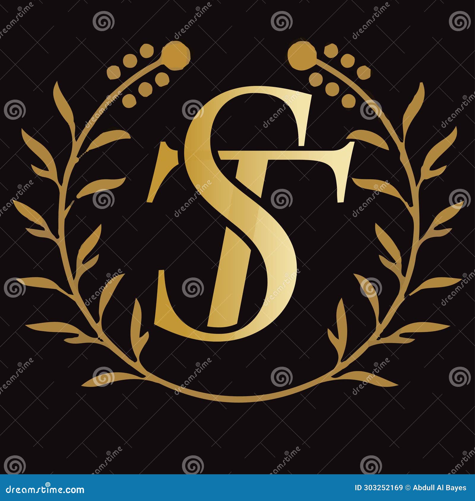 ST Letter Branding Logo Design with a Leaf Stock Vector - Illustration ...