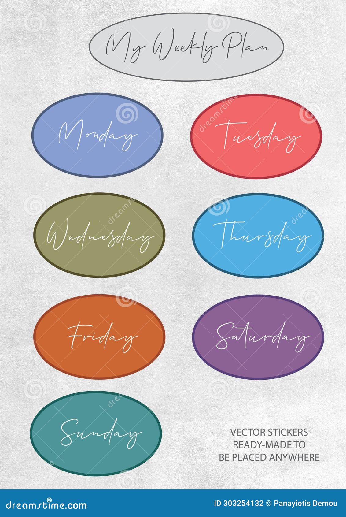 Weekly Days Plan Color Stickers Stock Vector - Illustration of prinable ...