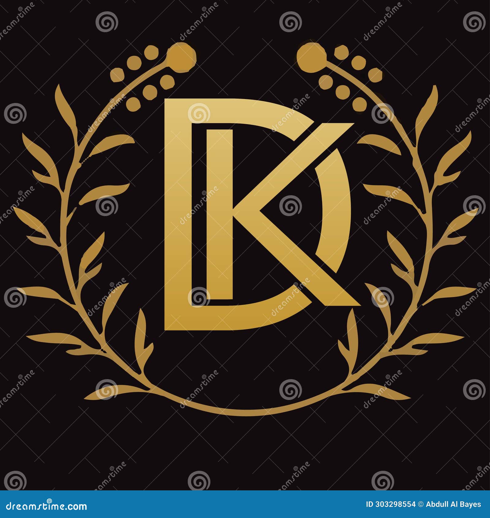 DK Letter Branding Logo Design with a Leaf Stock Vector - Illustration ...