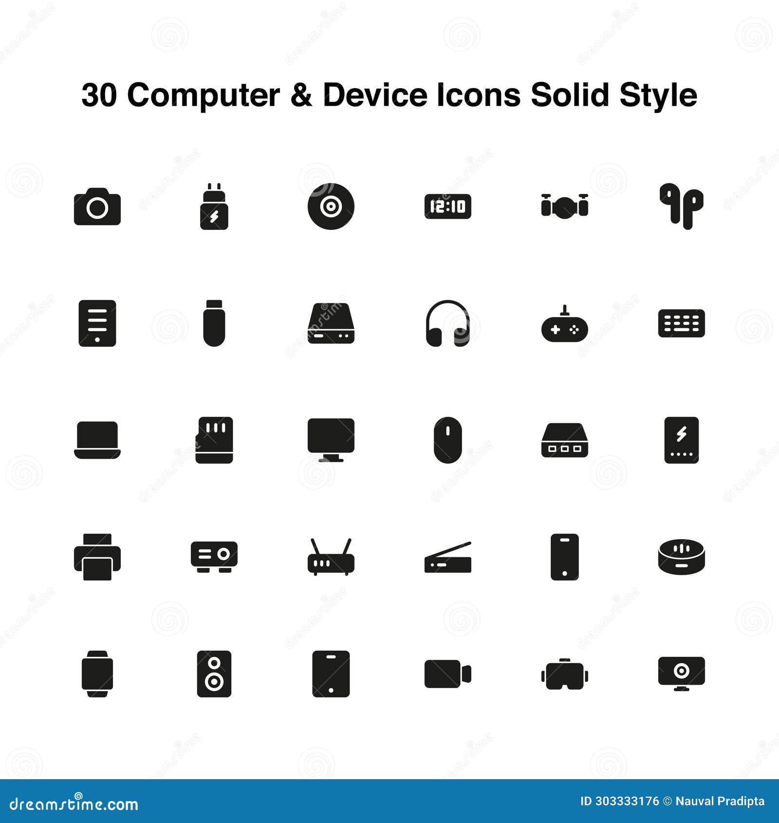 30 Computer and Device Icons Set Solid Style Icon Stock Vector ...