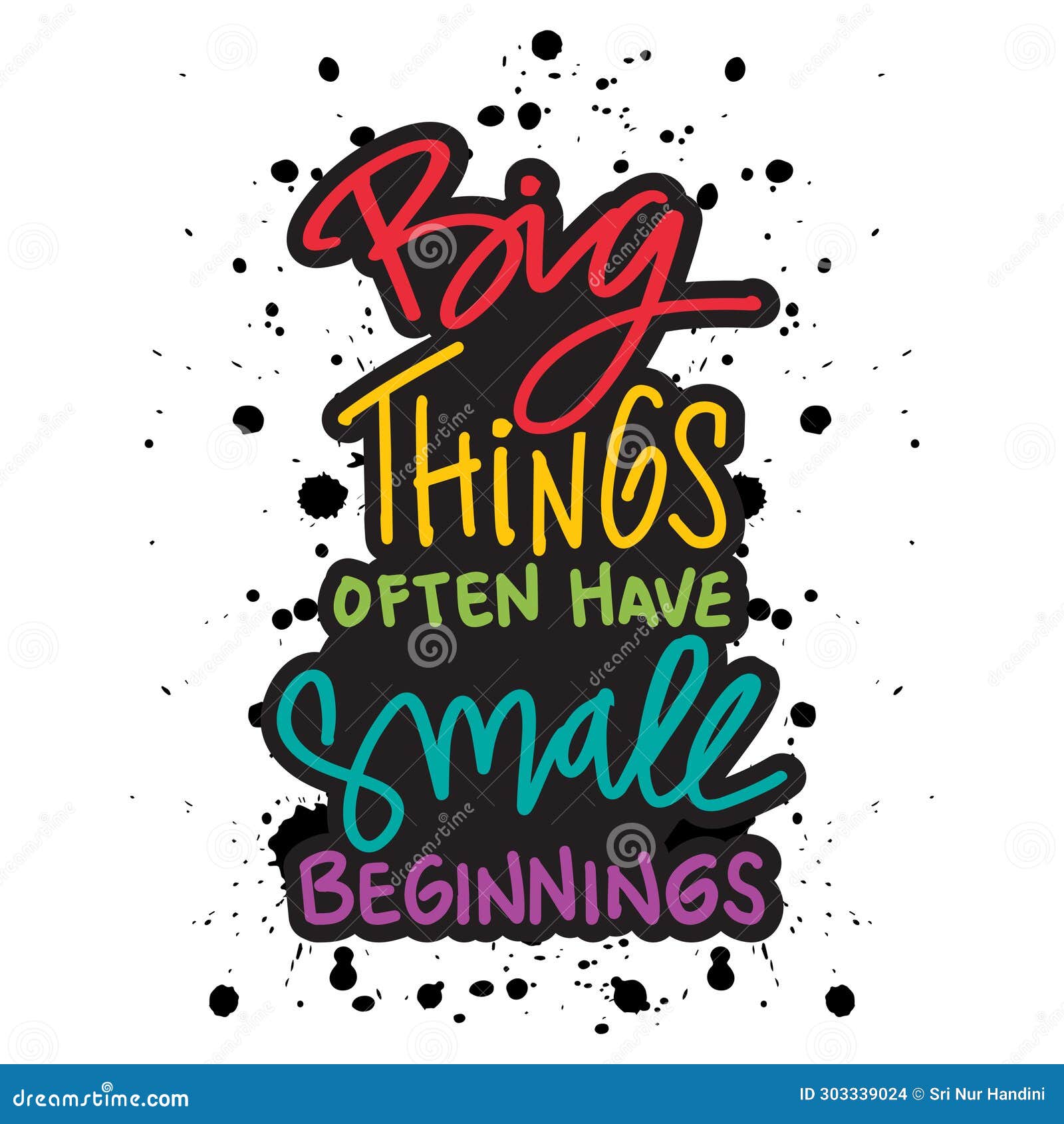 Big Things Often Have Small Beginnings. Hand Drawn Lettering Quote ...