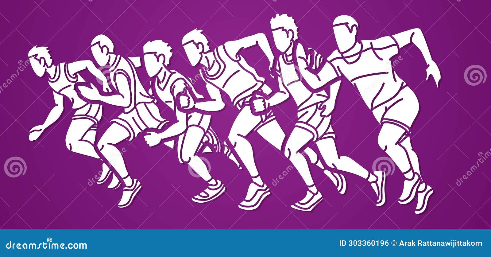 Start Running Men Runner Action Jogging Together Cartoon Sport Graphic ...