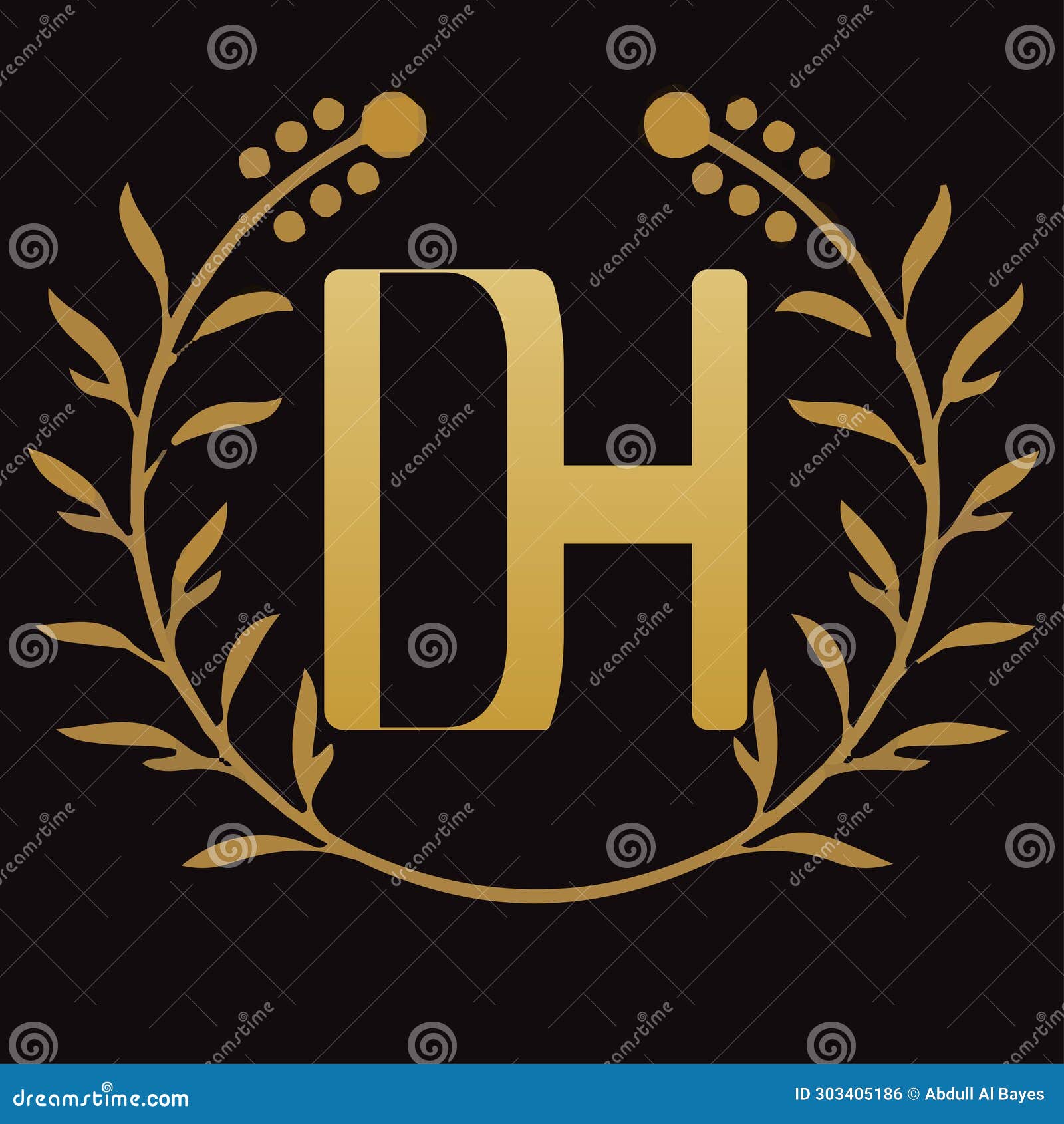 DH Letter Branding Logo Design with a Leaf.. Stock Illustration ...