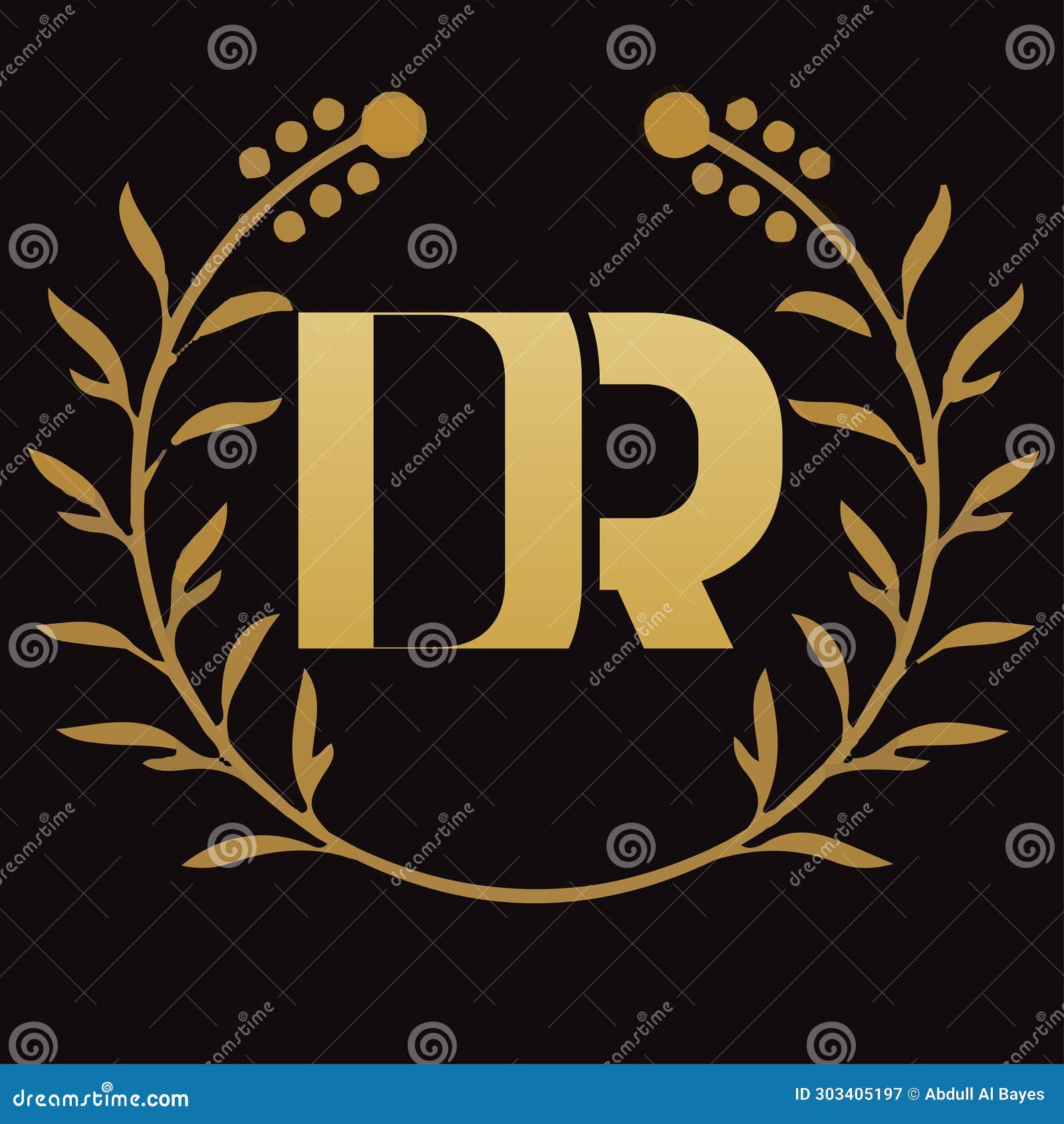 DR Letter Branding Logo Design with a Leaf.. Stock Illustration ...