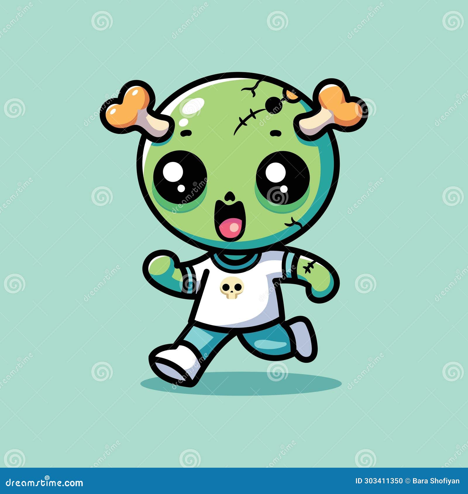 Cute Vector Design Illustration of Walking Zombies Stock Vector ...