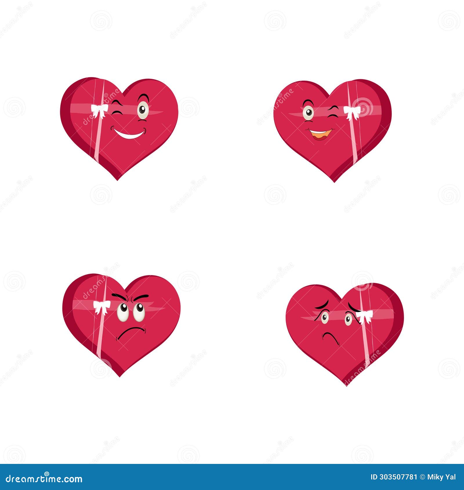 Heart Funny Cartoon Character Different Pose. Cartoon Red Heart ...