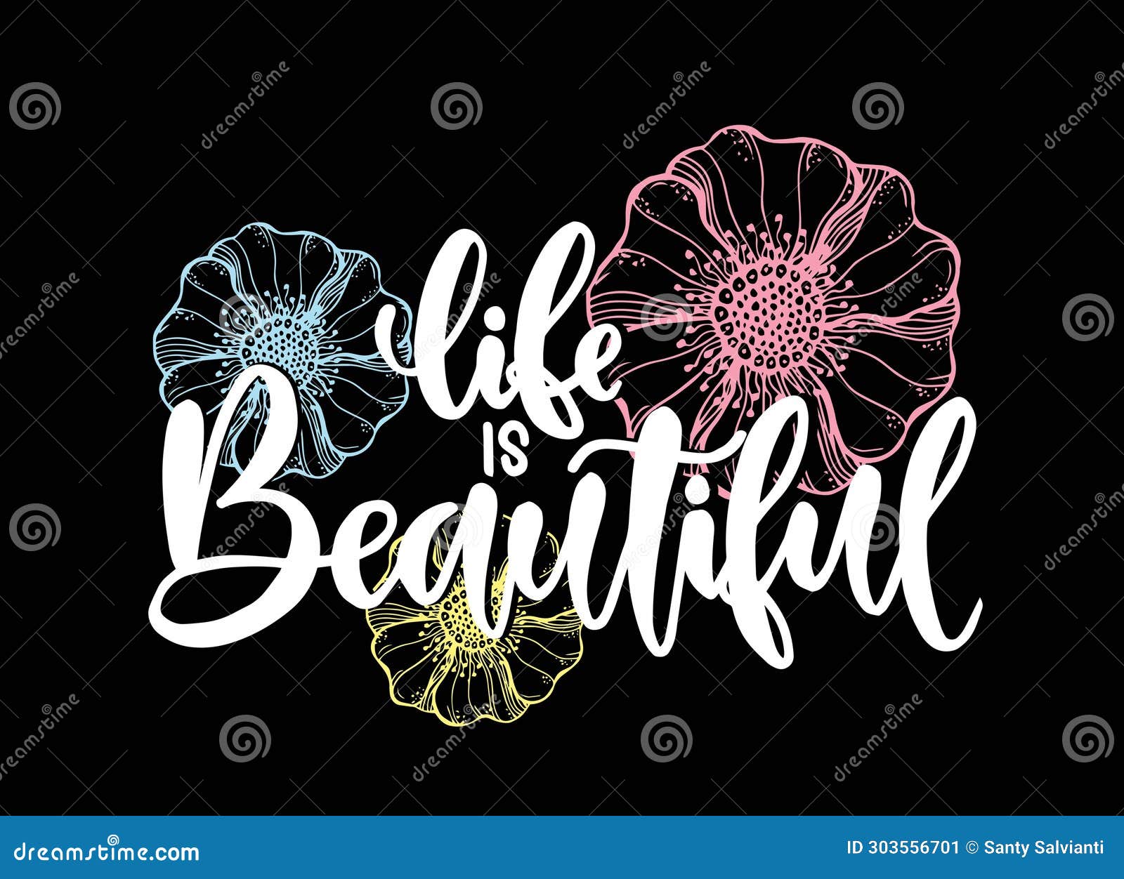 Life is Beautiful. Hand Drawn Typography Poster Stock Illustration ...