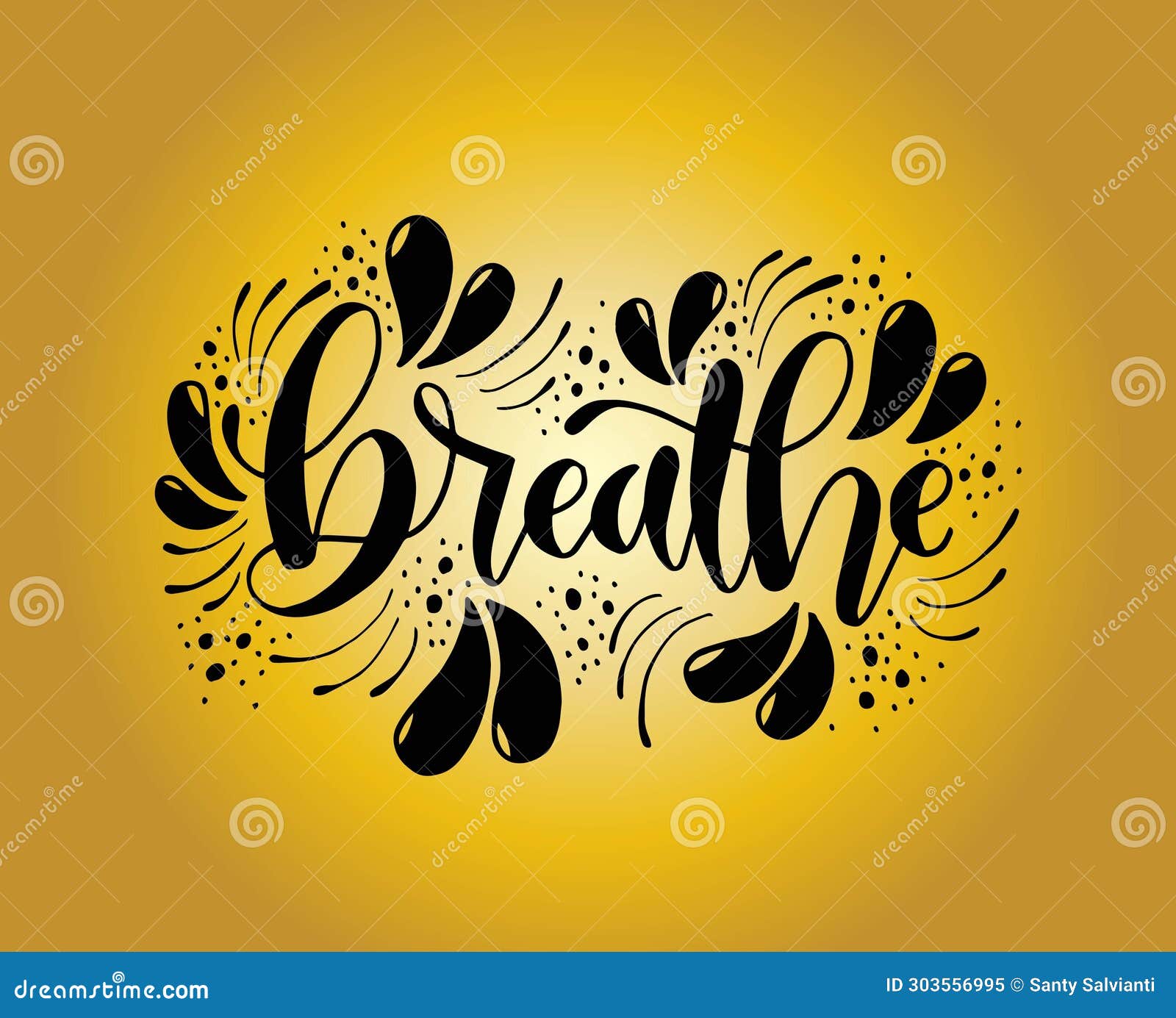 Breathe, Hand Lettering Word with Ornament, Vector Illustration Stock ...