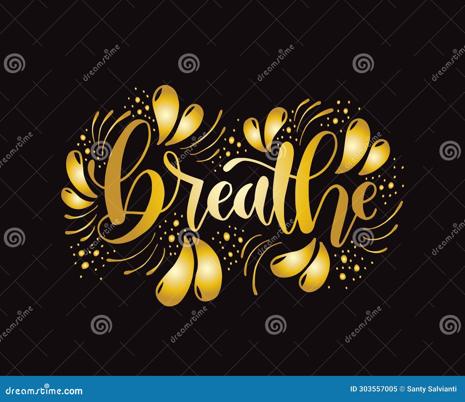 Breathe, Hand Lettering Word with Ornament, Vector Illustration Stock ...
