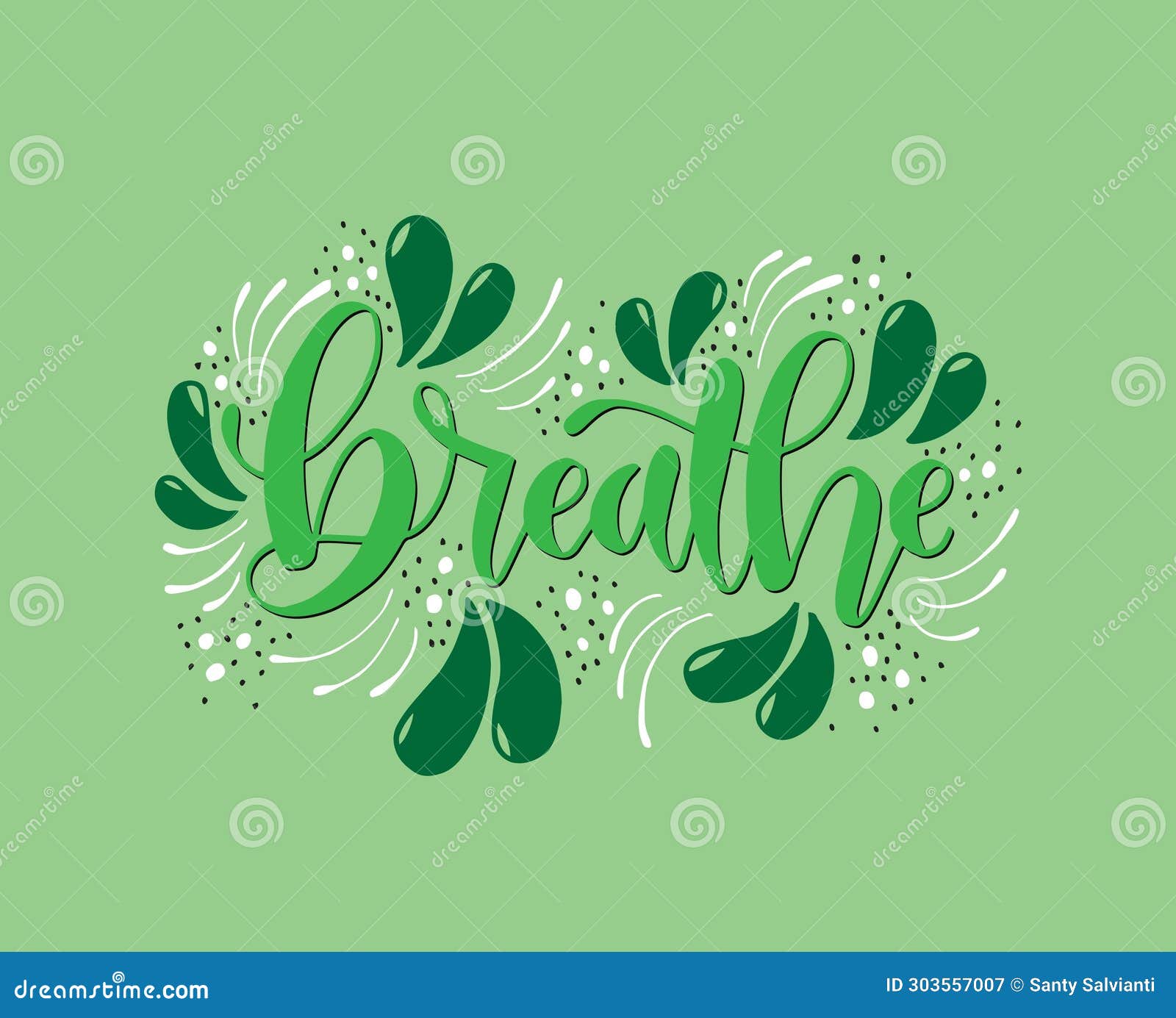 Breathe, Hand Lettering Word with Ornament, Vector Illustration Stock ...