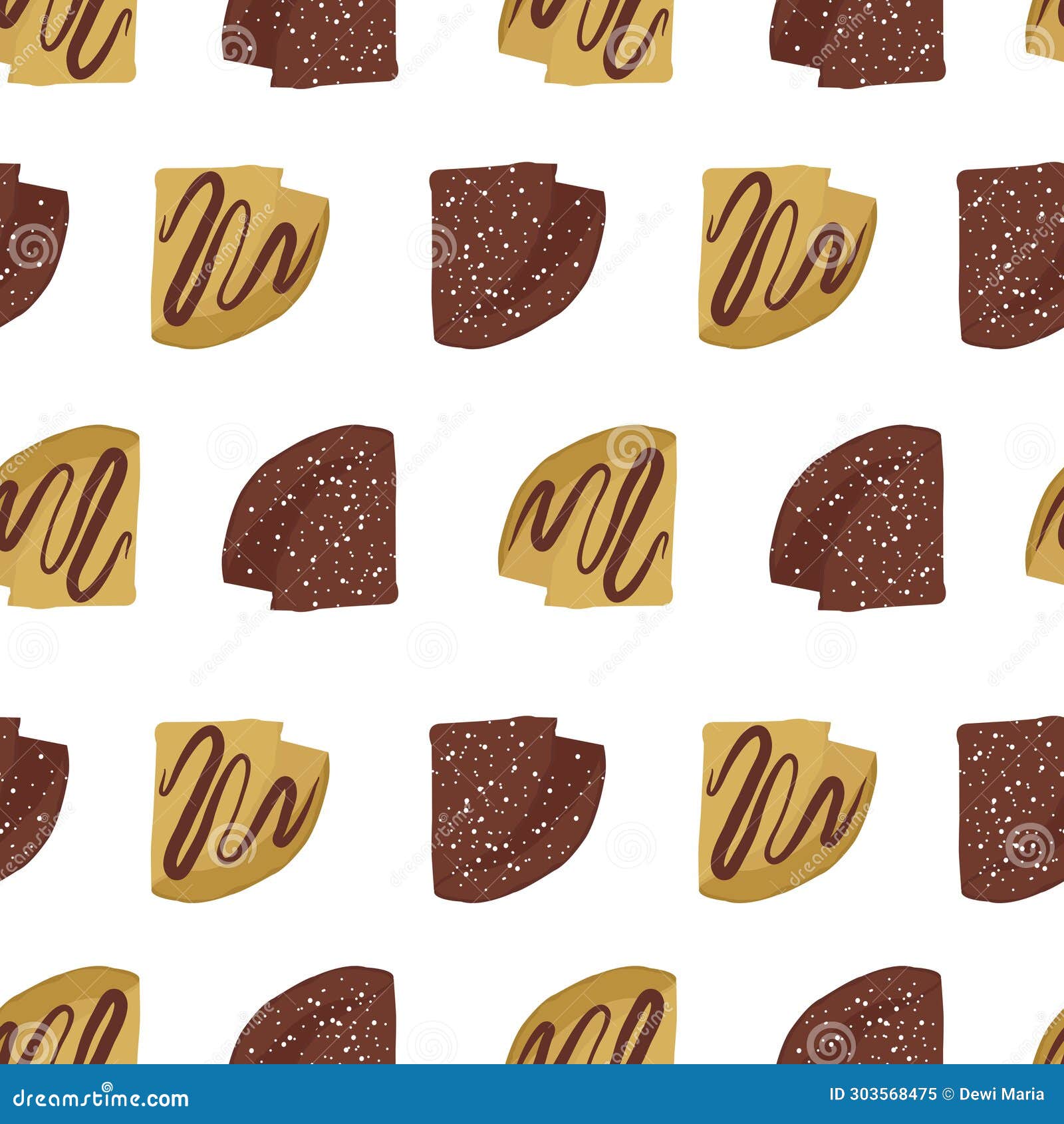 Seamless Pattern with Chocolate Crepes Stock Vector - Illustration of ...