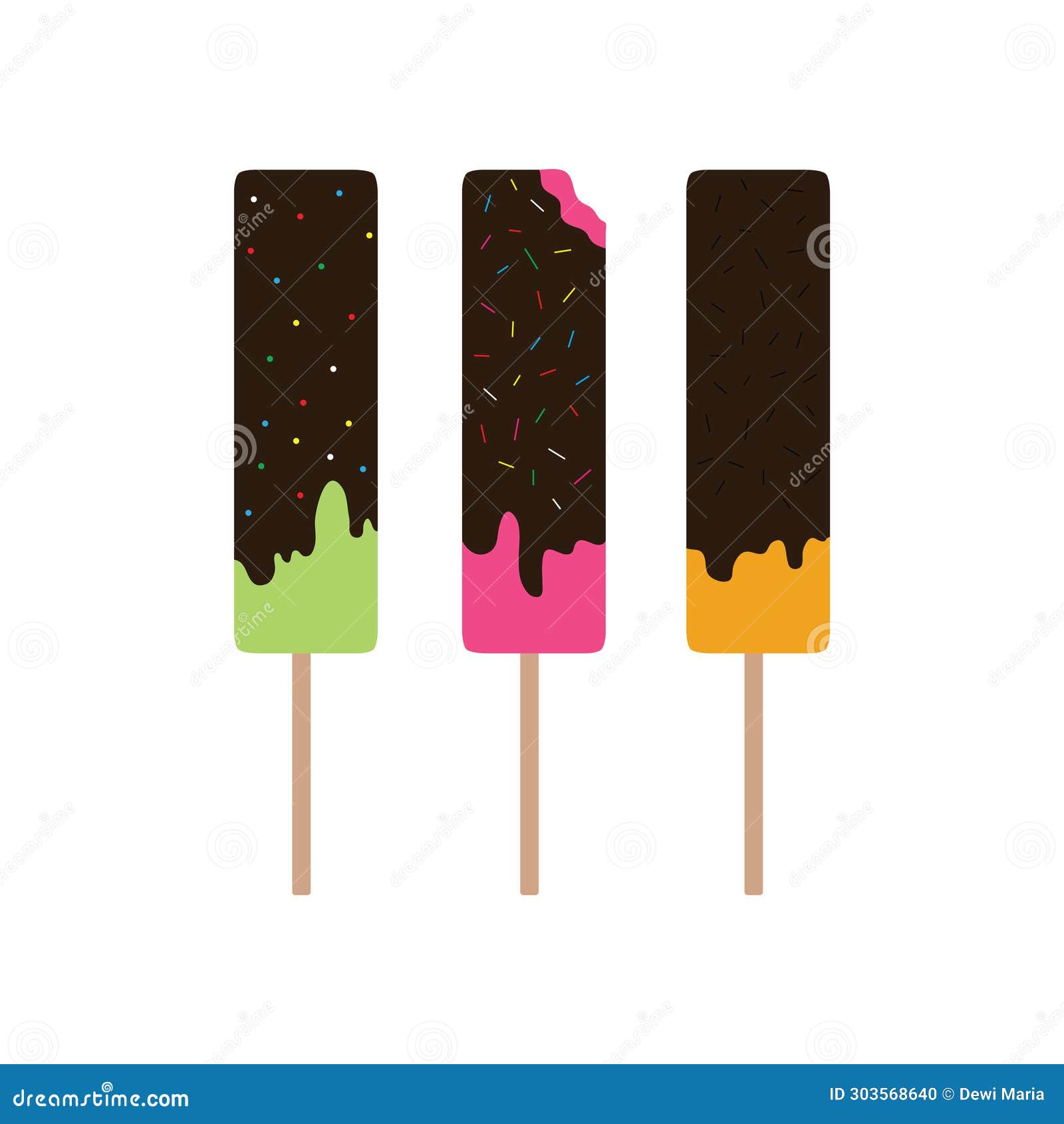 Ice lolly set illustration stock vector. Illustration of cream - 303568640