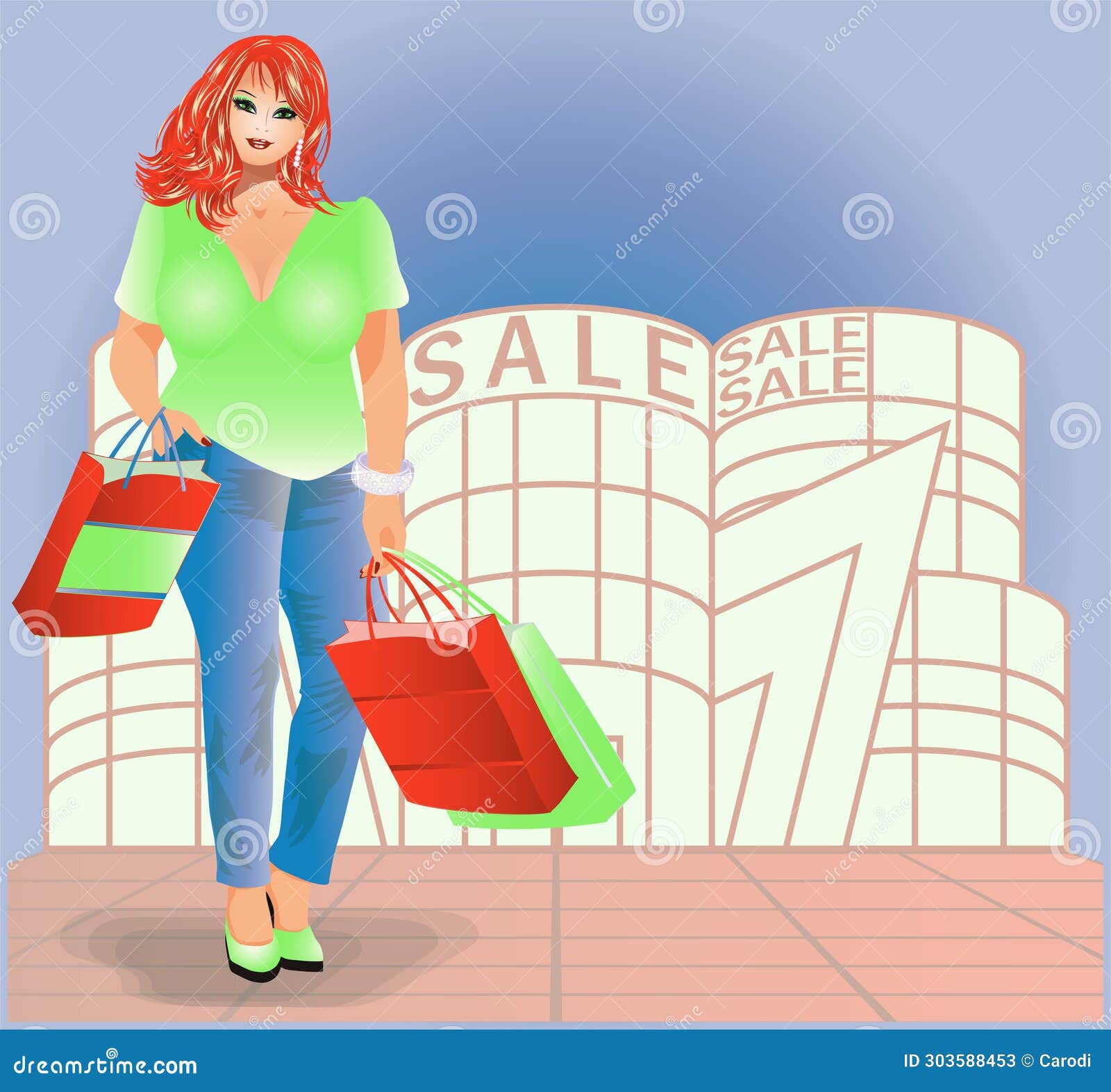 Plus Size Shopping Woman, Vector Stock Vector - Illustration of market ...