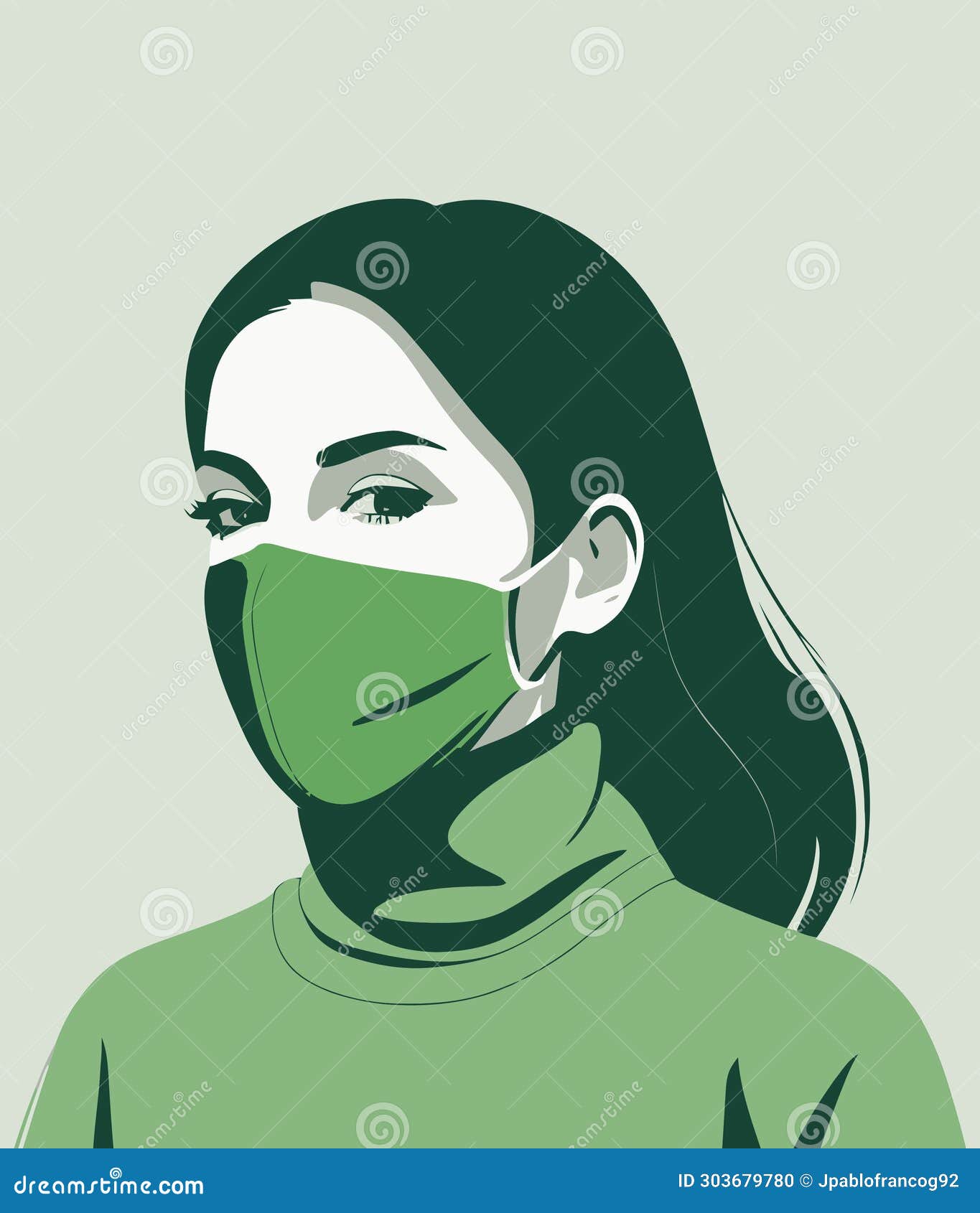 Face Covered with Mask in Vector Art Stock Vector - Illustration of ...