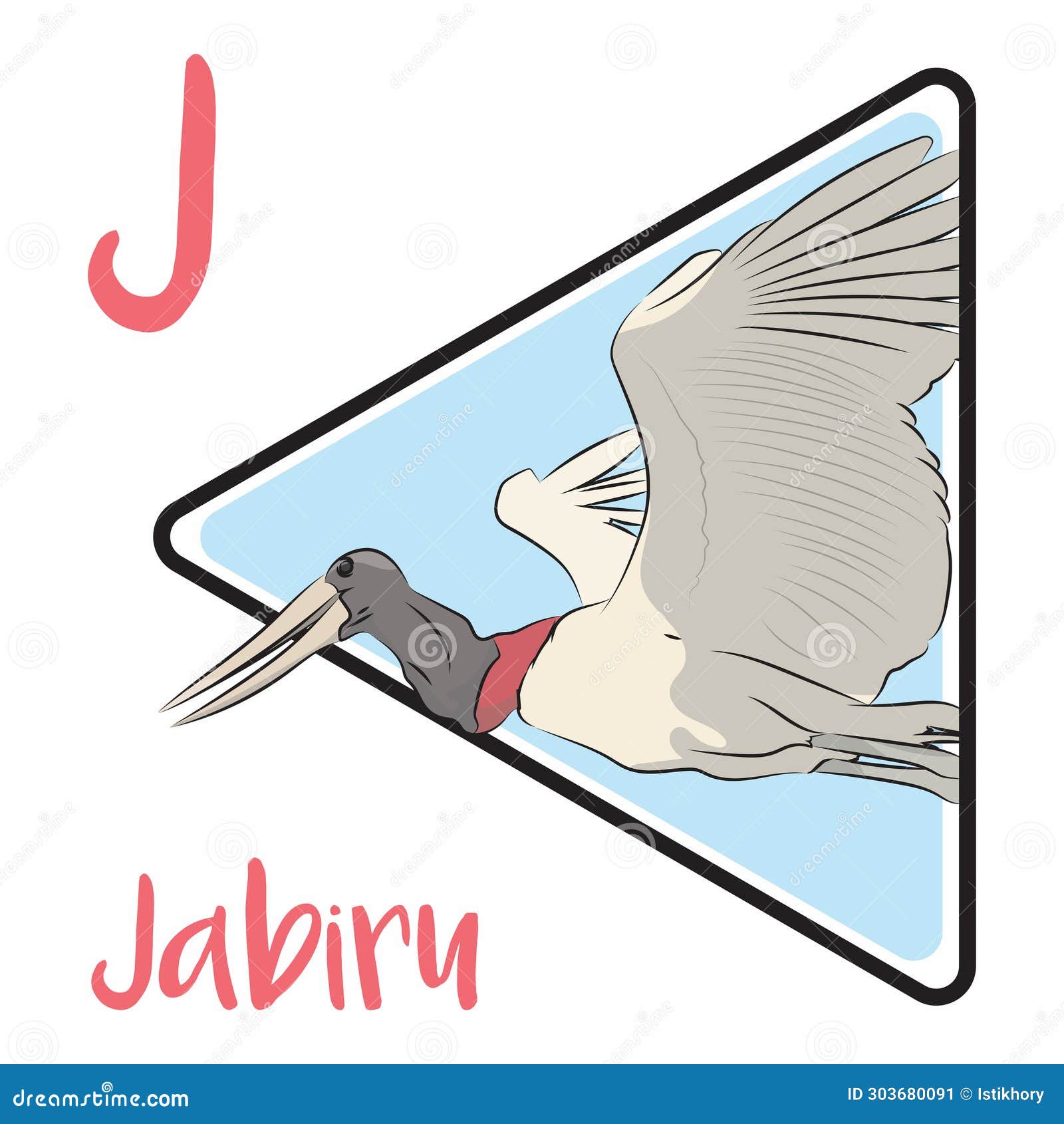 Jabiru Flying in the America Continent S Blue Sky Stock Illustration ...
