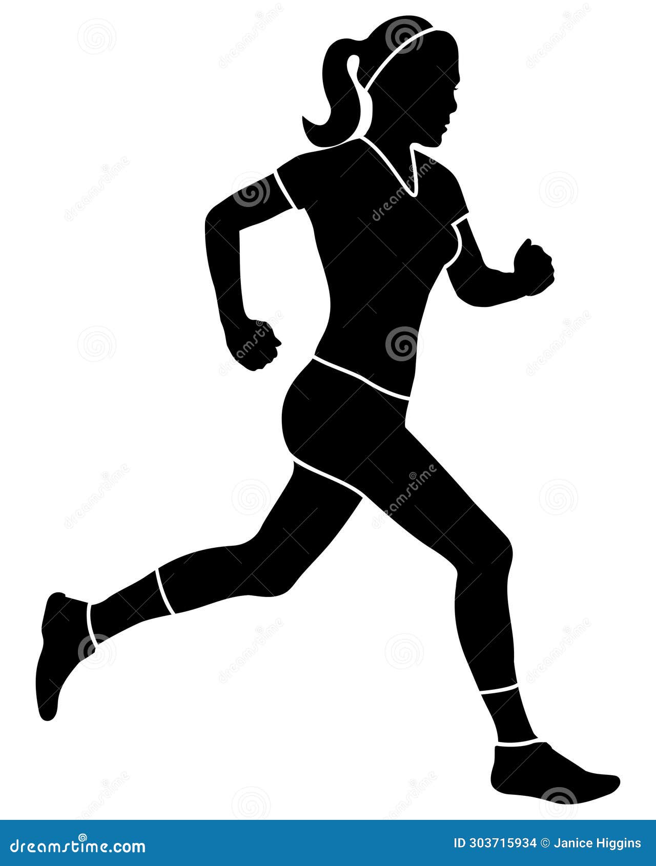Woman Jogger Icon with Profile View in Black Silhouette Stock Vector ...