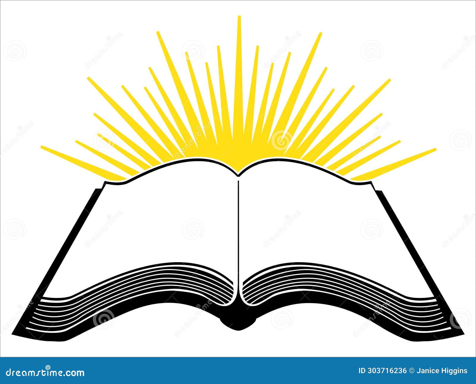 Open Book Icon with Yellow Rays of Light Shinning from Behind Stock ...