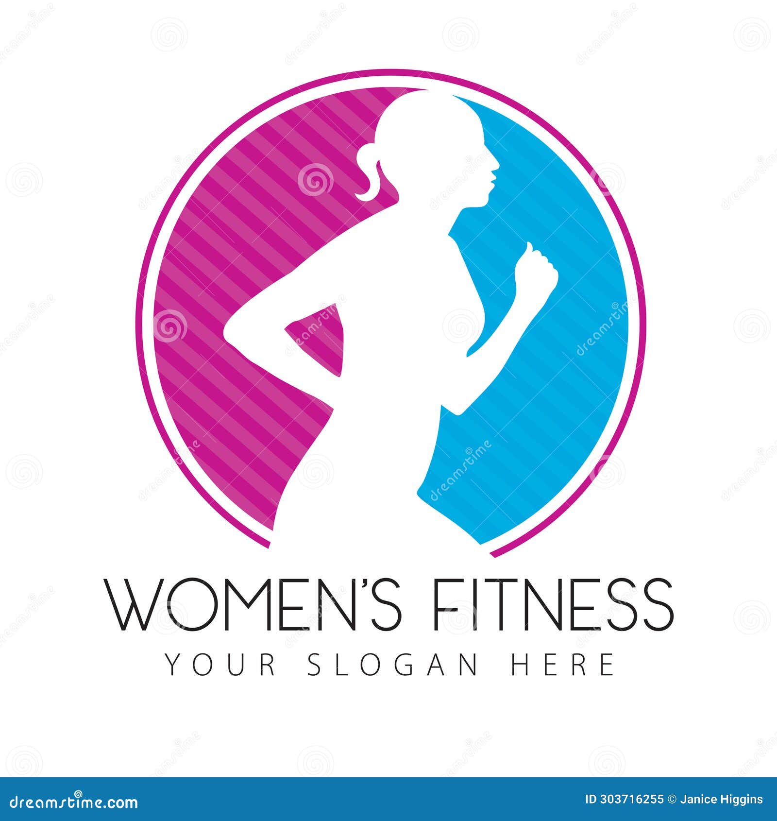 Womens Fitness Logo with Profile View of Woman Jogging Stock ...
