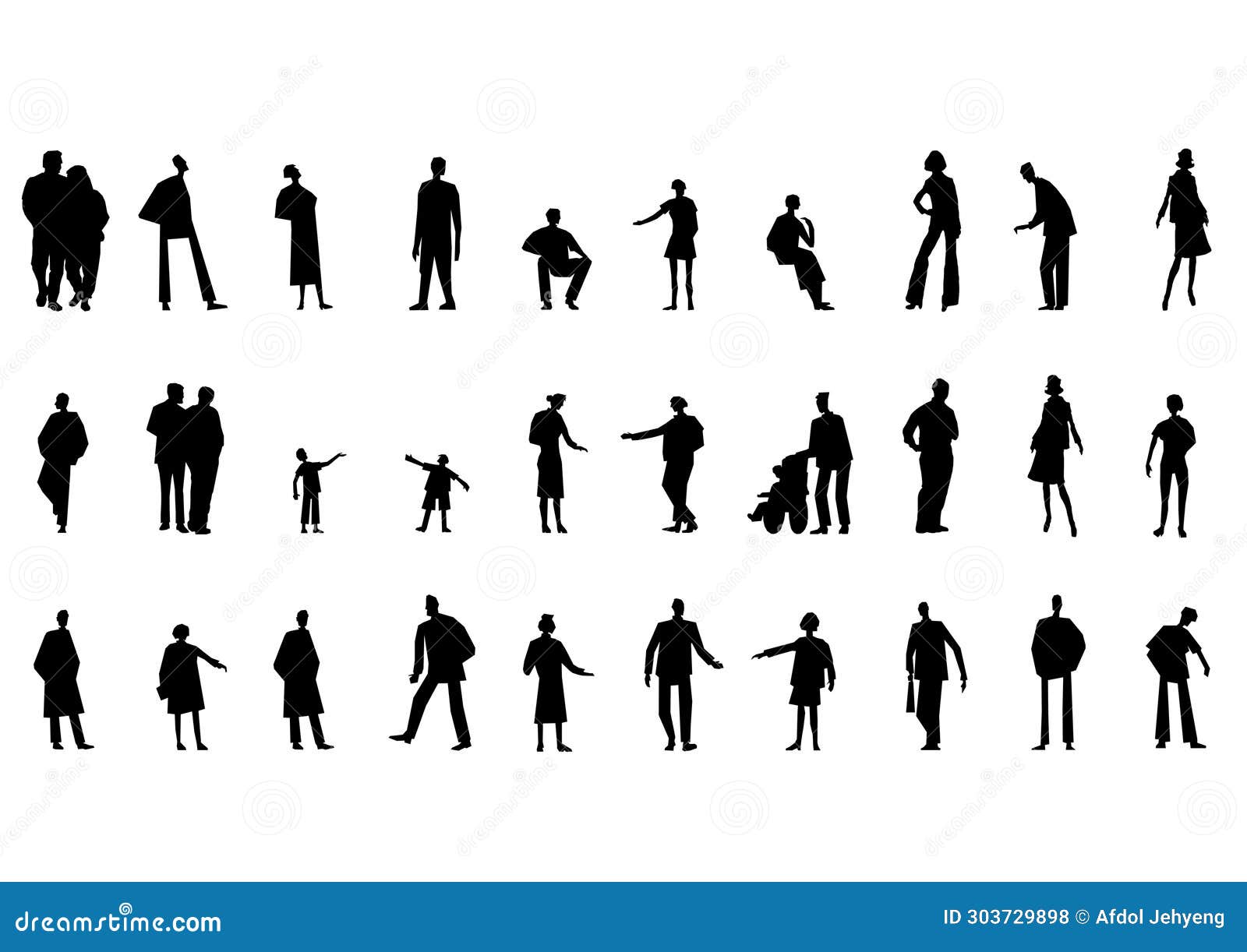Silhouette People Man Woman Vector Illustration. Isolated Graphic ...