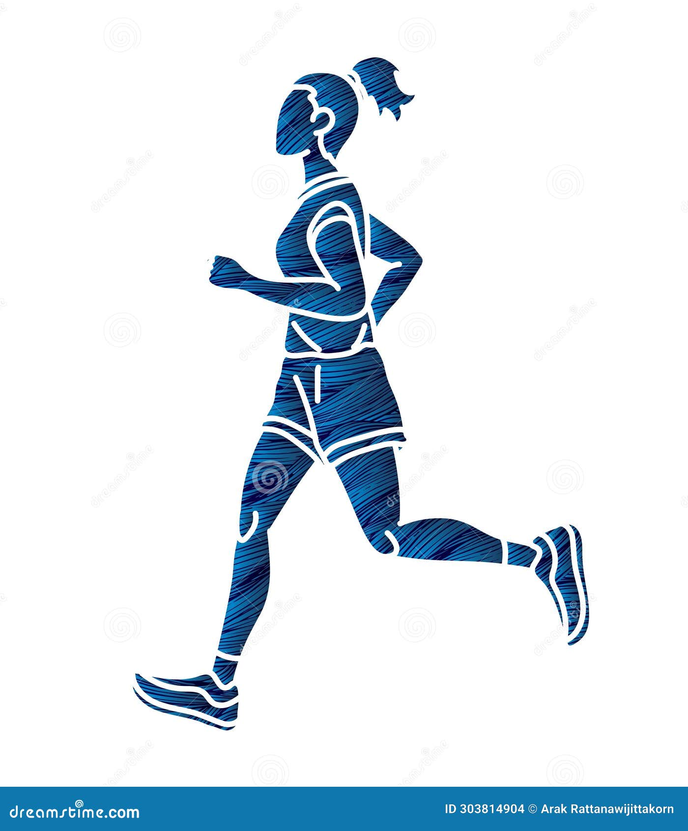 A Woman Running Action Marathon Runner Start Running Cartoon Sport ...