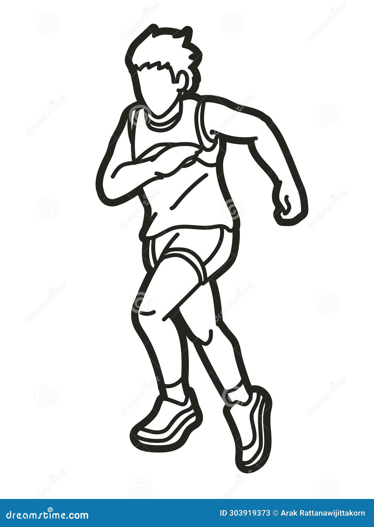 A Boy Start Running Action Jogging a Child Movement Cartoon Sport Stock ...